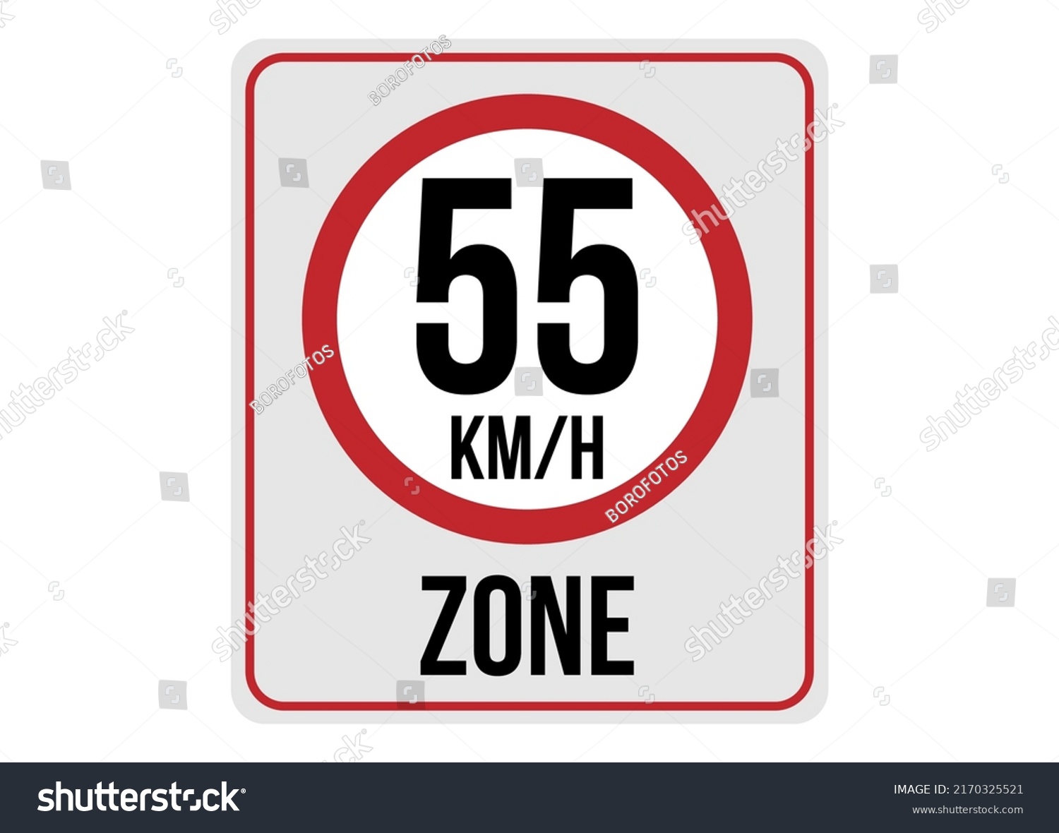 55km H Speed Limit Zone Vector Stock Vector (Royalty Free) 2170325521 ...