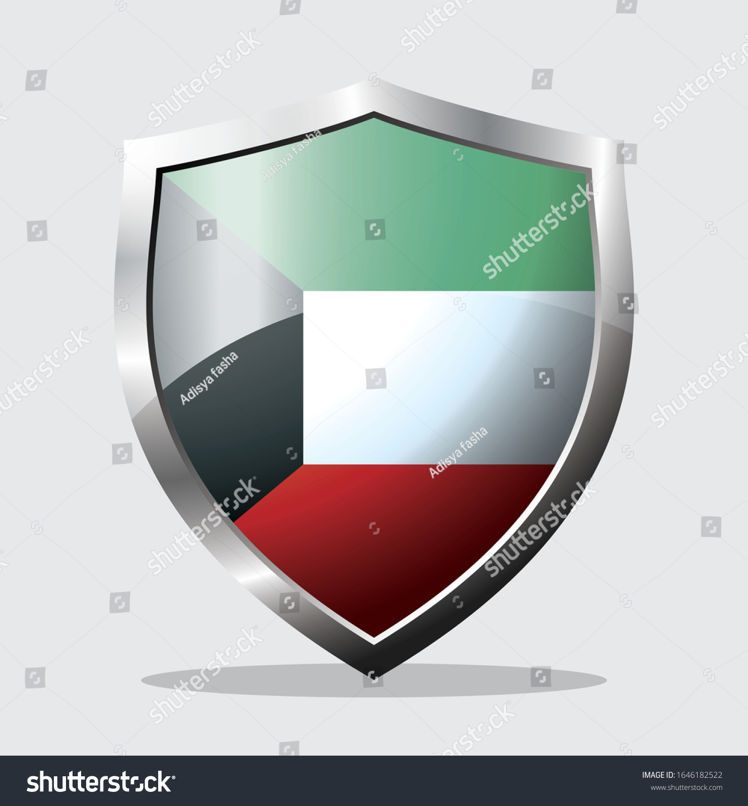 Kuwait State Flag Shield Icon White Stock Vector (Royalty Free ...