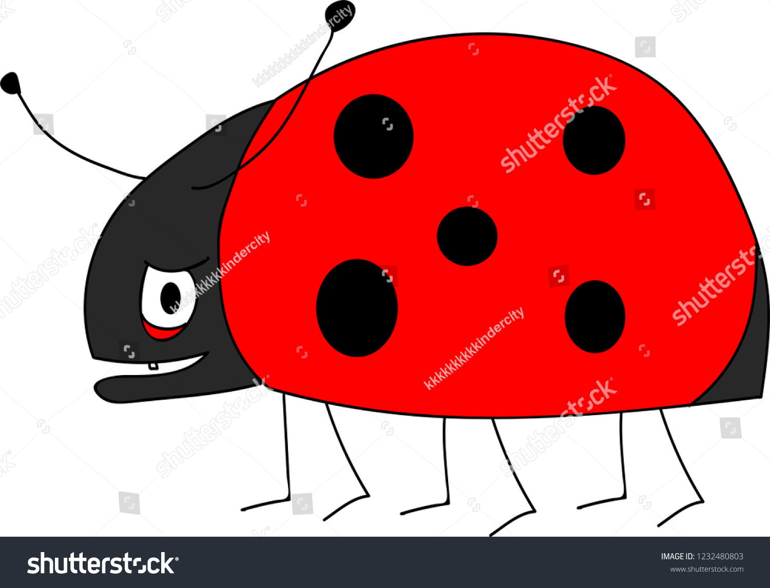 Ladybug Cartoon Old Ladybug Stock Vector (Royalty Free) 1232480803