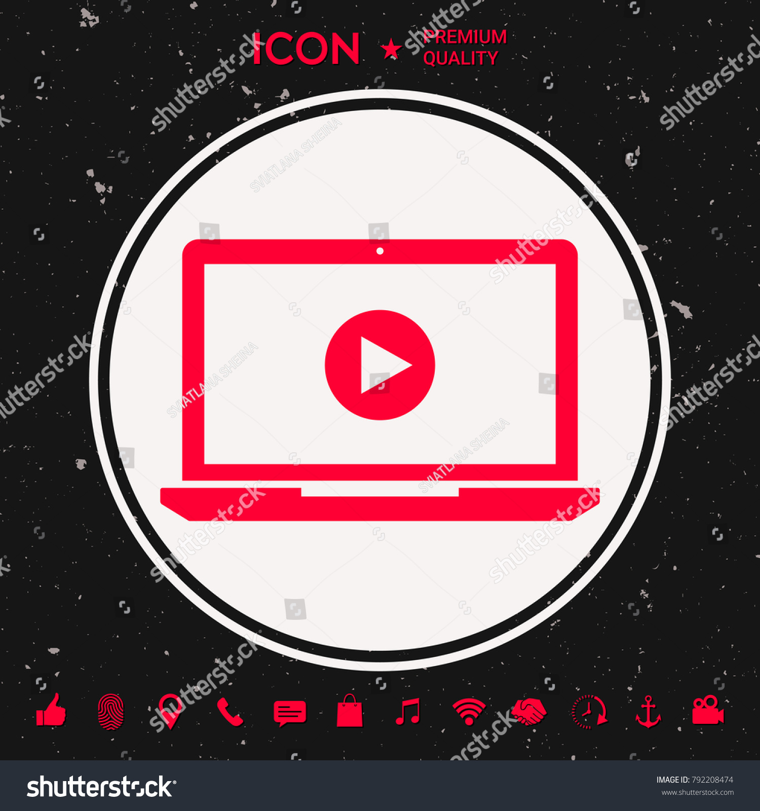 Laptop Play Button Icon Stock Vector (Royalty Free) 792208474 ...