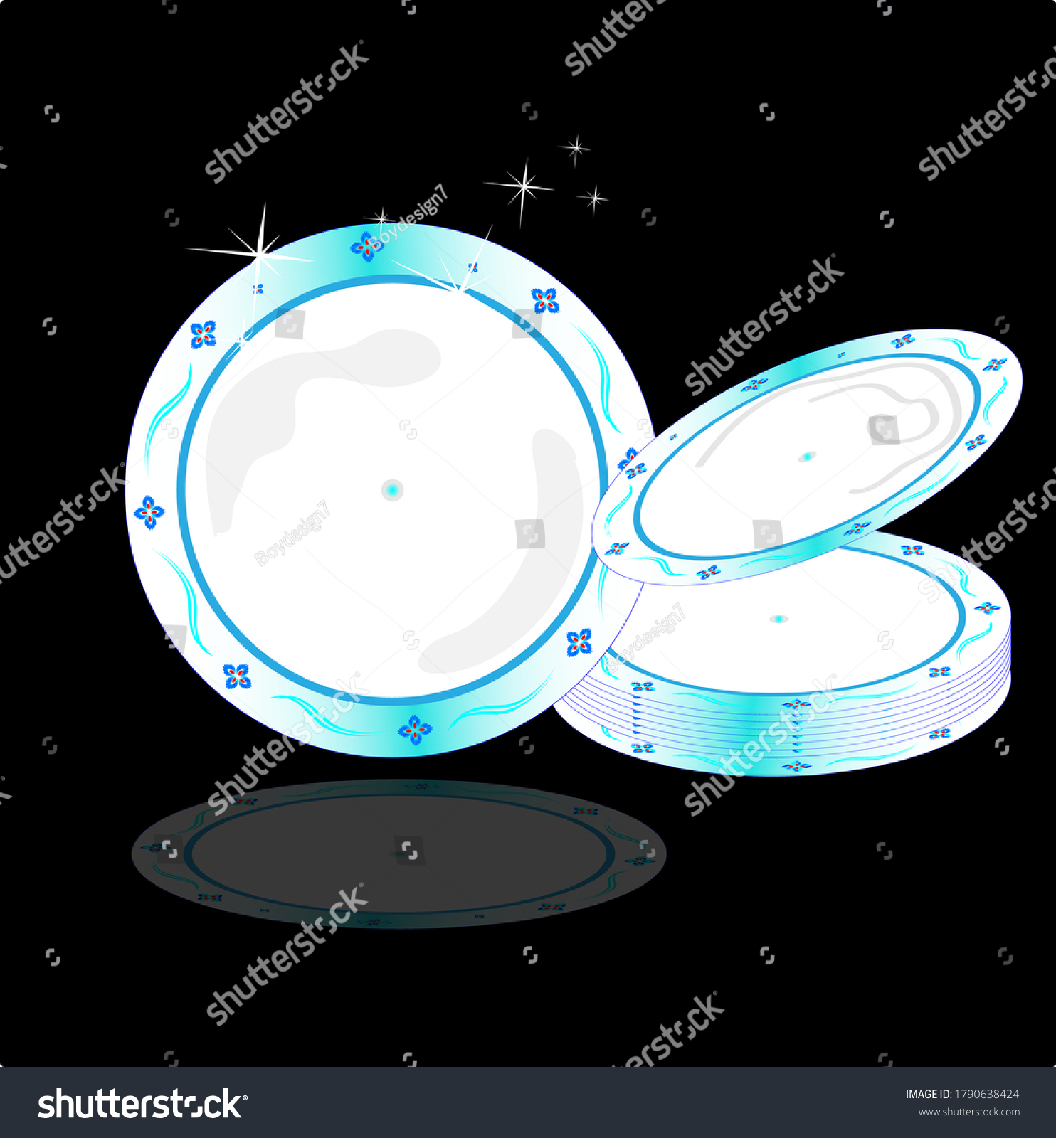 Large Food Menu Plate Dish Basic Stock Vector (Royalty Free) 1790638424 ...