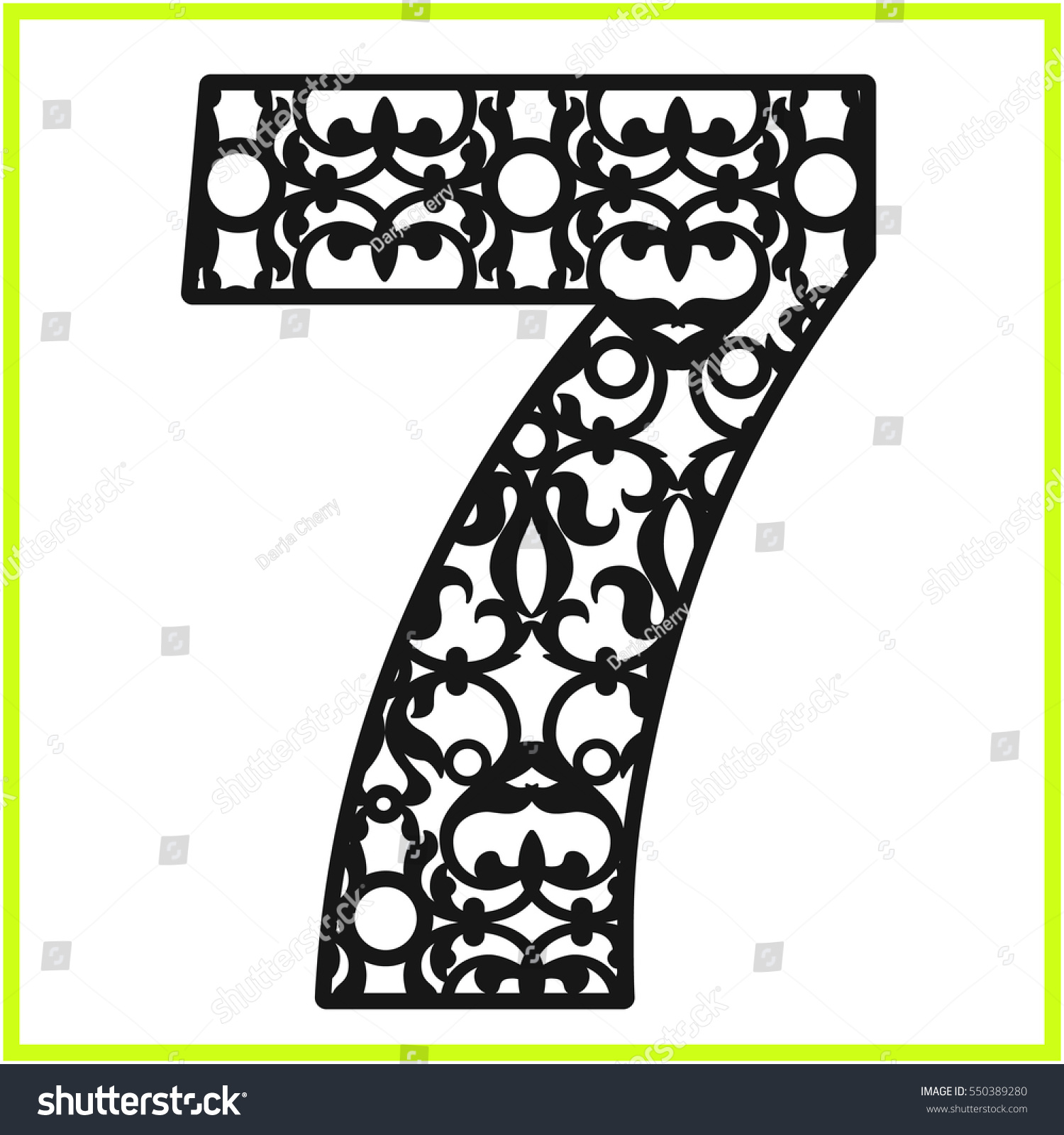 Laser Cut Vector Number Seven Panel Stock Vector (Royalty Free) 550389280