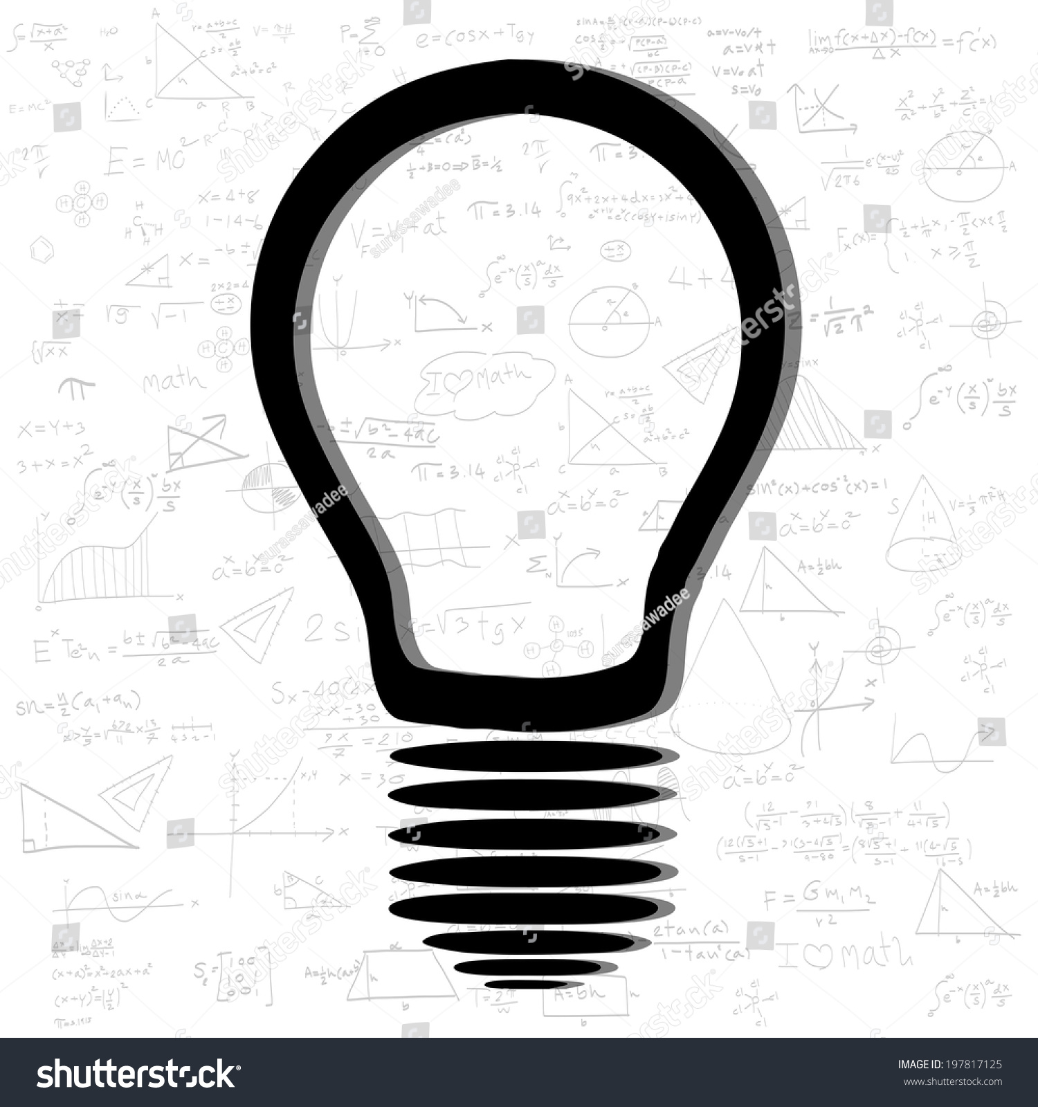 Lightbulb Math Calculations Vector Illustration: เวกเตอร์สต็อก (ปลอดค่า ...