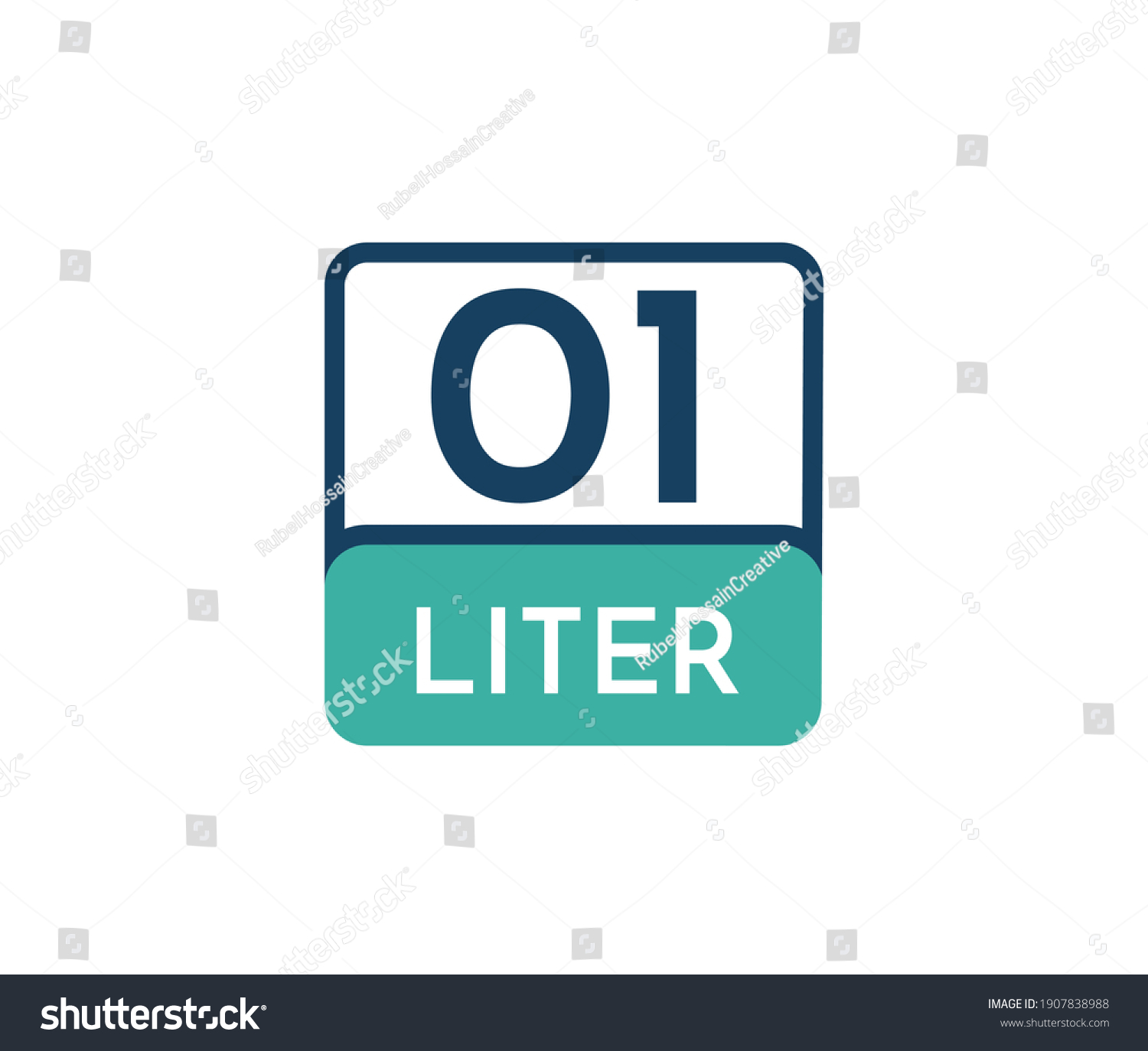 1 Liters Icon Vector Illustration Stock Vector (Royalty Free) 1907838988