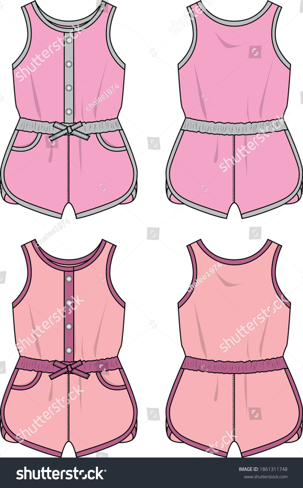 Little Girls's Romper 벡터 템플릿 패턴 스톡 벡터(로열티 프리) 1861311748 | Shutterstock