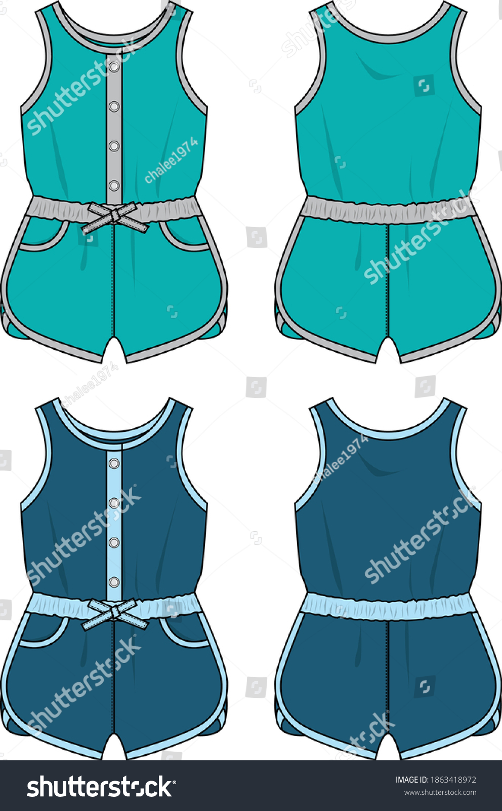 Little Girls Romper Vector Template Pattern Stock Vector (Royalty Free ...