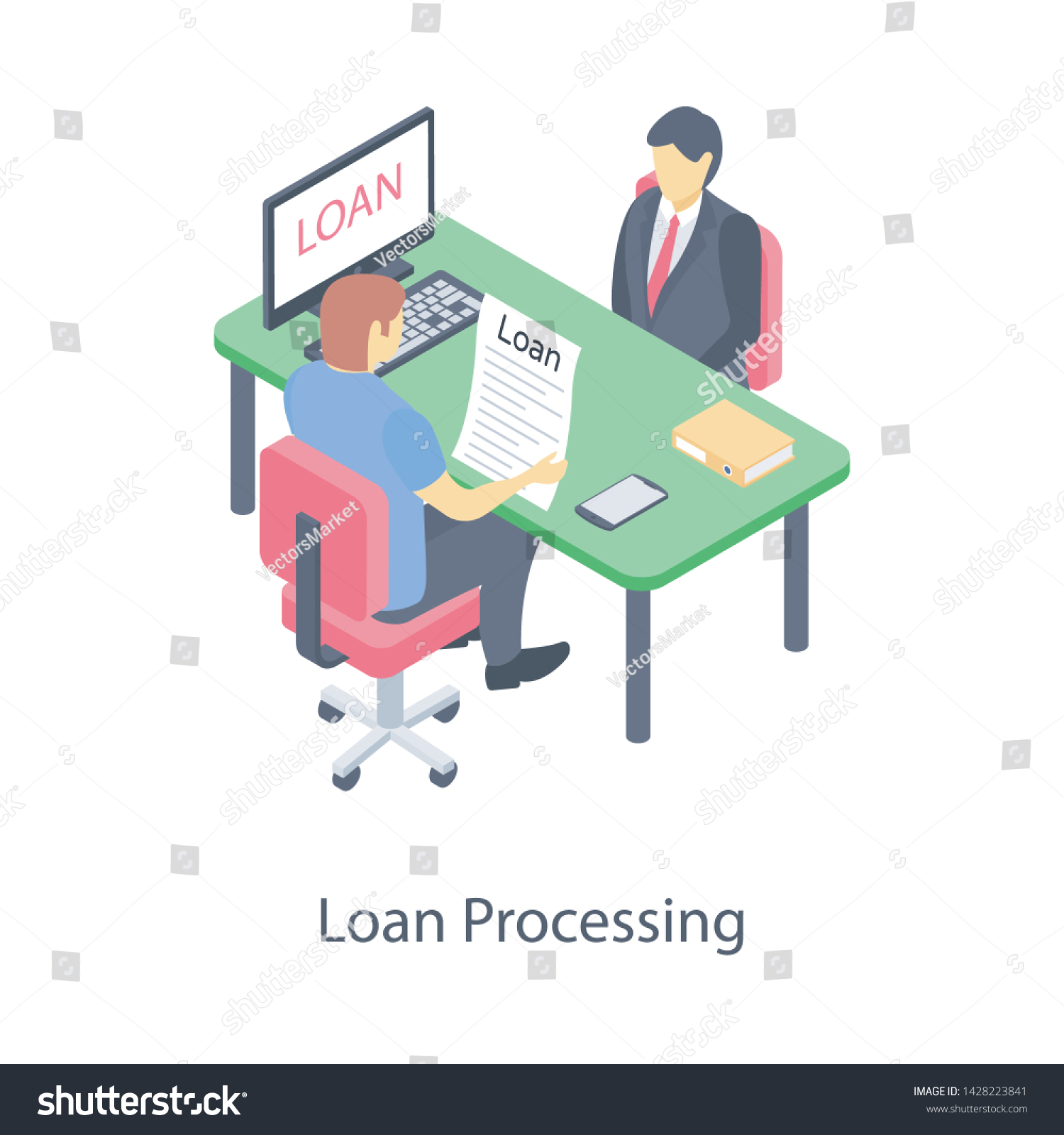 Loan Processing Icon Isometric Design: เวกเตอร์สต็อก (ปลอดค่าลิขสิทธิ์ ...