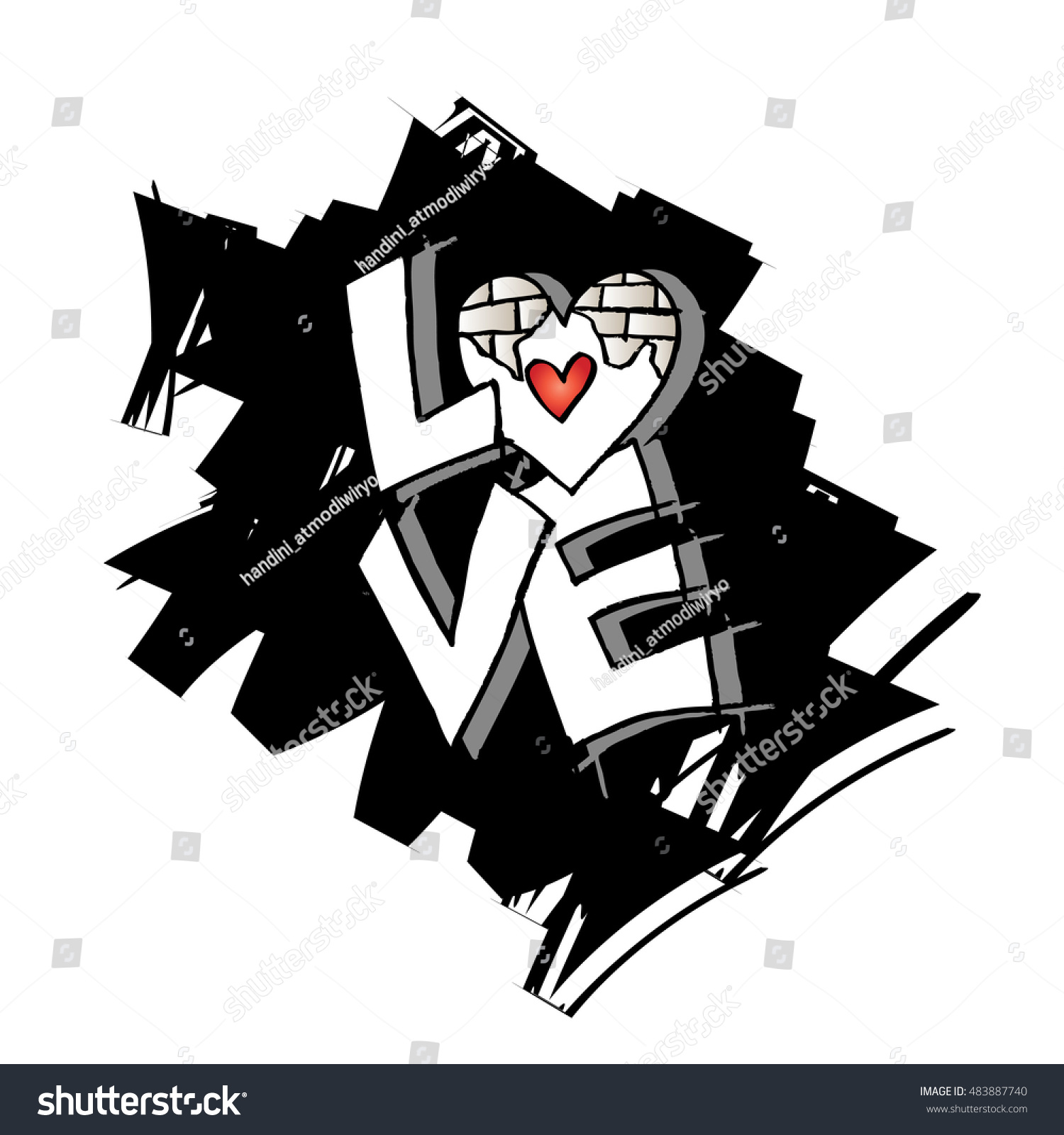 Love Text Doodles Stock Vector (Royalty Free) 483887740
