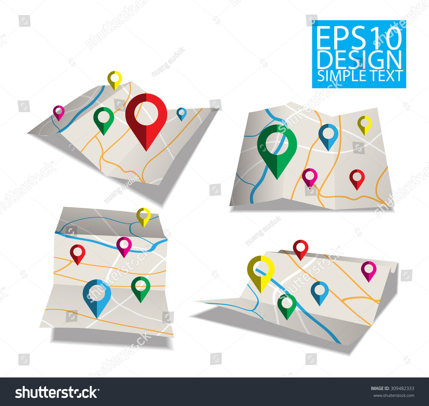 Map Flat Style Design Checkpoint Icons Stock Vector (Royalty Free ...
