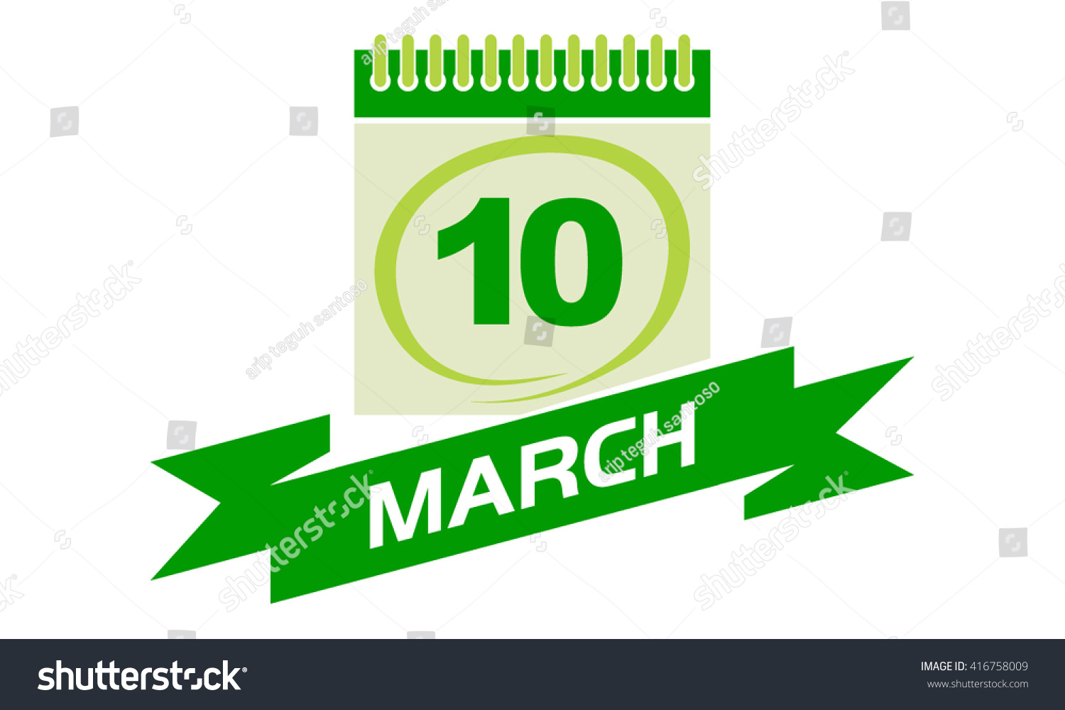 10 March Calendar Ribbon Stock Vector (Royalty Free) 416758009 ...