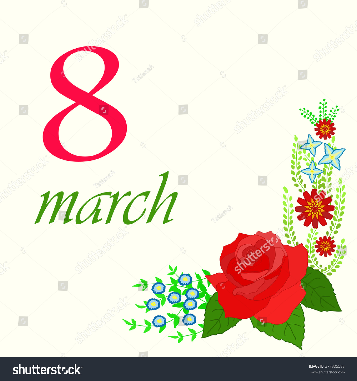 8 March Card Vector Illustration Stock Vector (Royalty Free) 377305588
