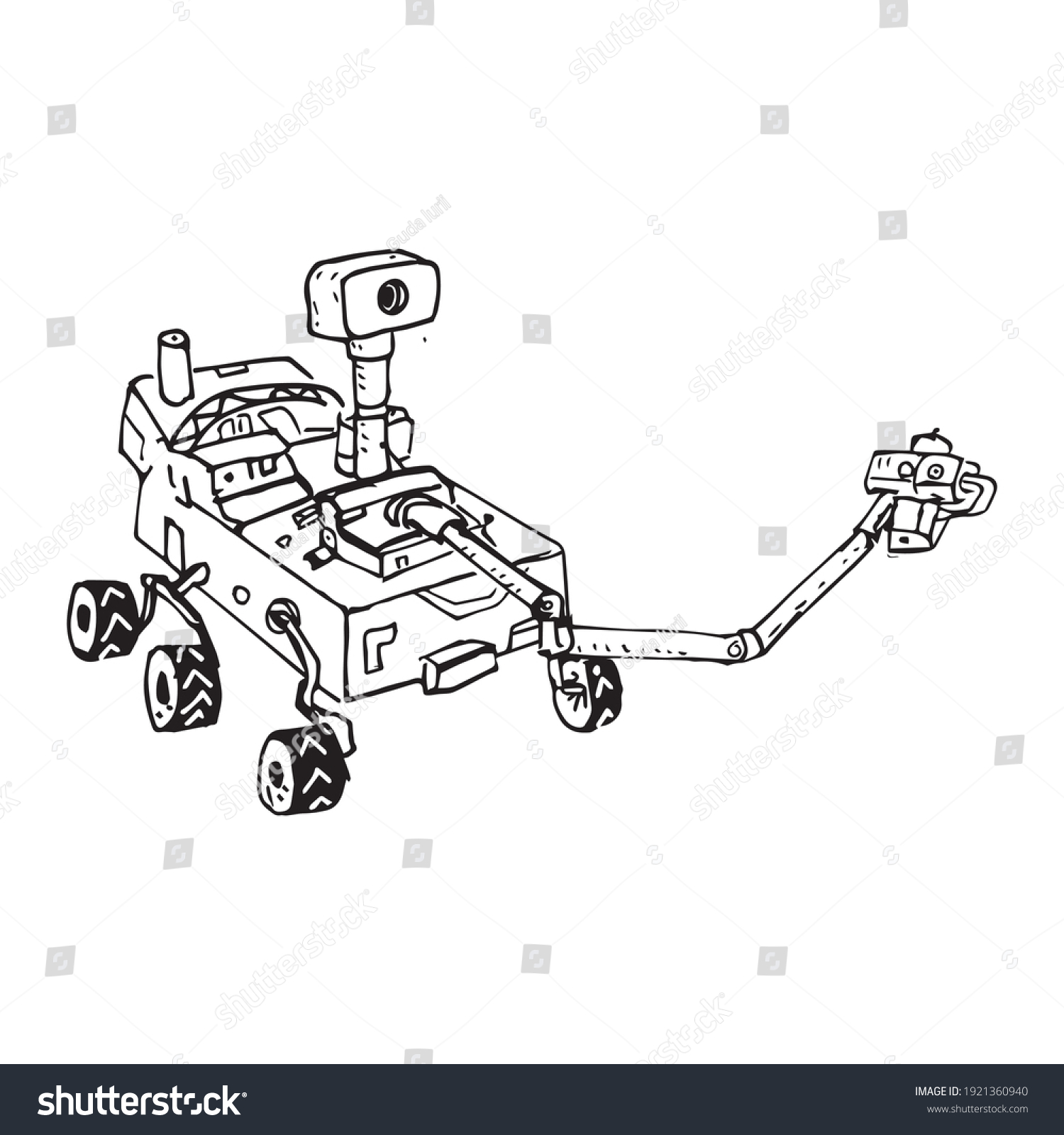 Mars Rover Drawings Stylized Vector Illustration: เวกเตอร์สต็อก (ปลอด ...