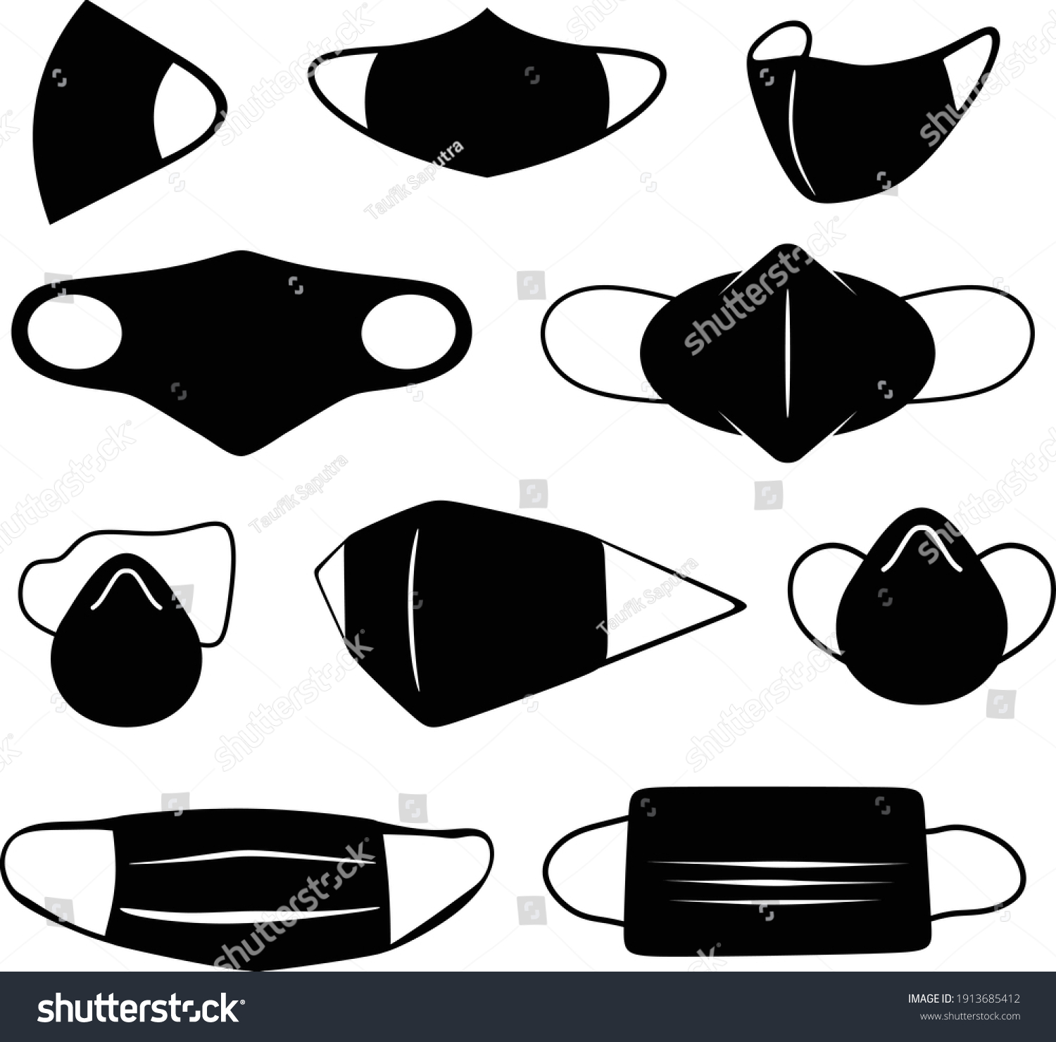 10 Masks Different Variations Simple Iconic Stock Vector (Royalty Free ...