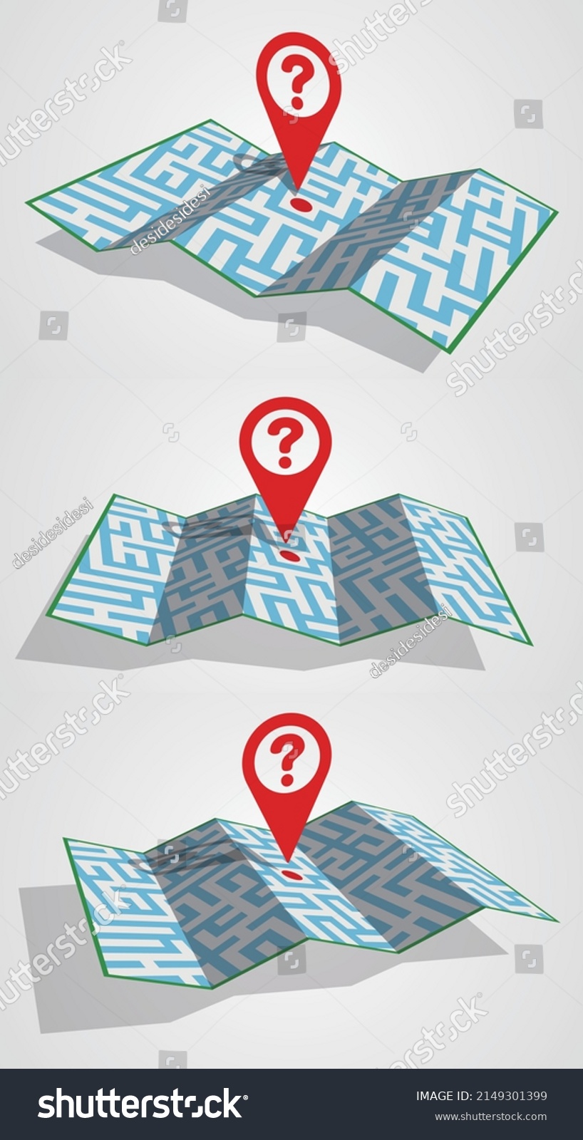 Maze Map Question Mark Markers Vector Stock Vector (Royalty Free ...