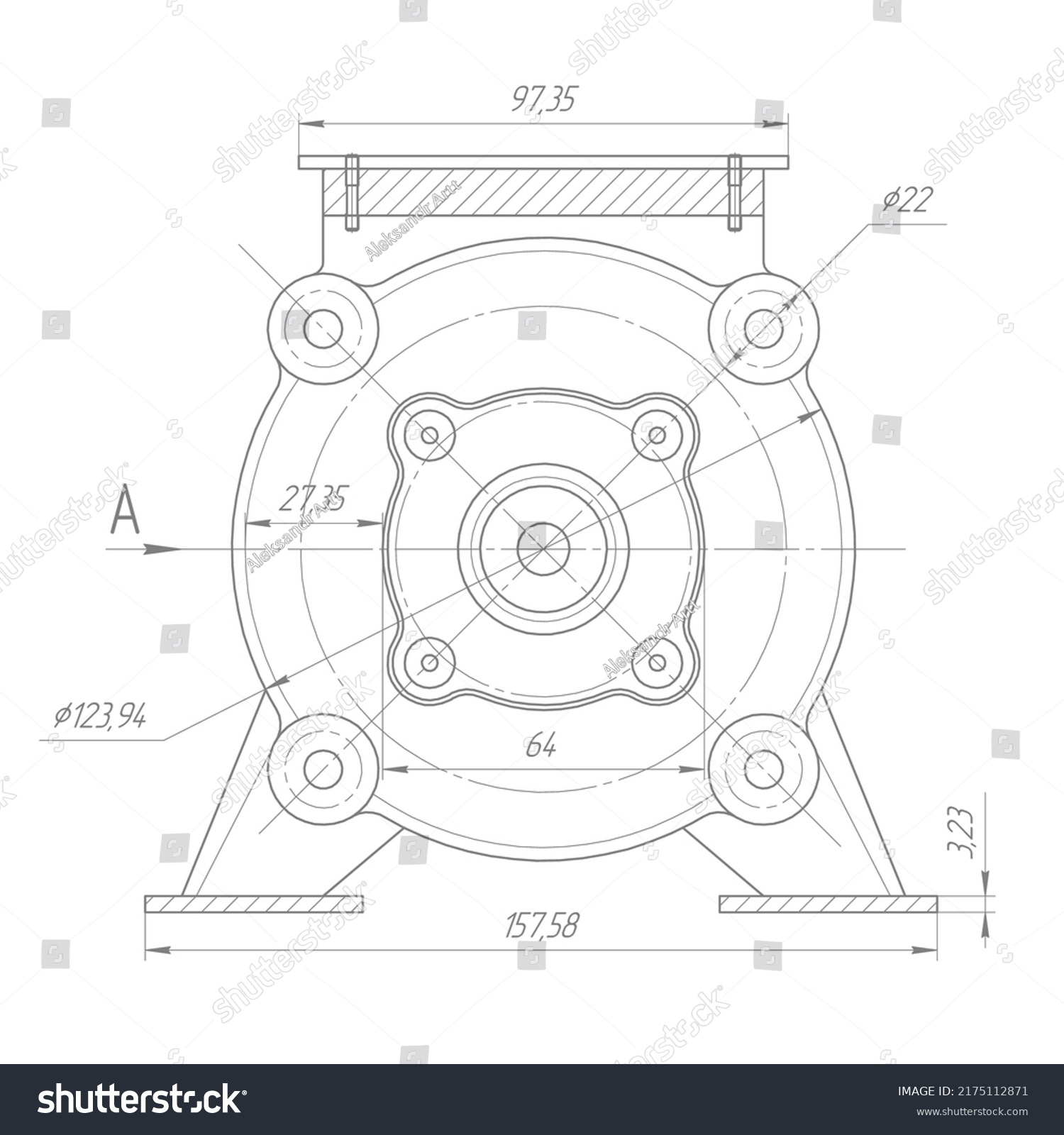 Mechanical Engineering Drawingtechnical Drawing Vector Illustration ...