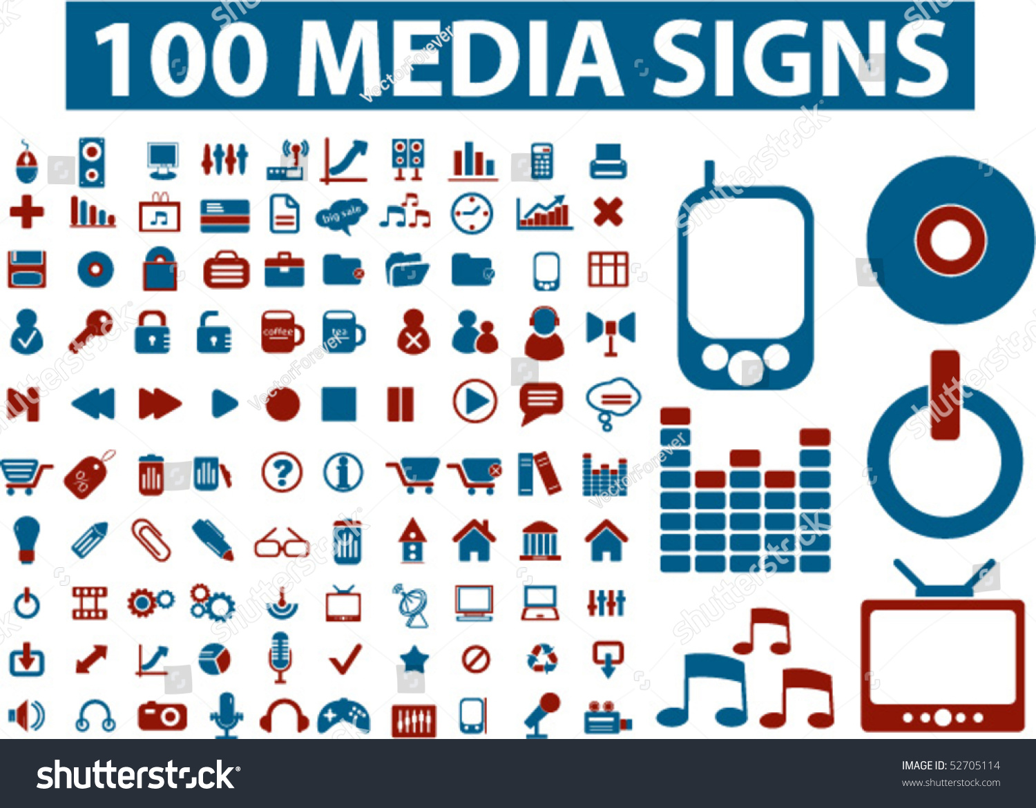 100 Media Signs Vector Stock Vector (Royalty Free) 52705114 | Shutterstock