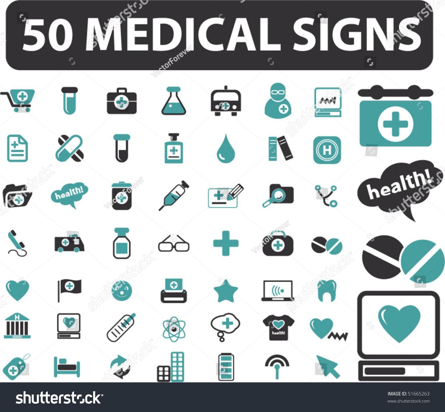50 Medical Signs Vector Stock Vector (Royalty Free) 51665263 | Shutterstock