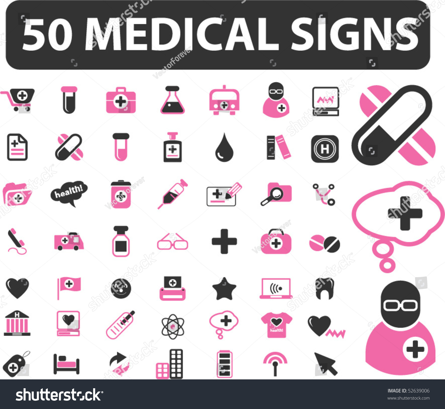 50 Medical Signs Vector Stock Vector (Royalty Free) 52639006