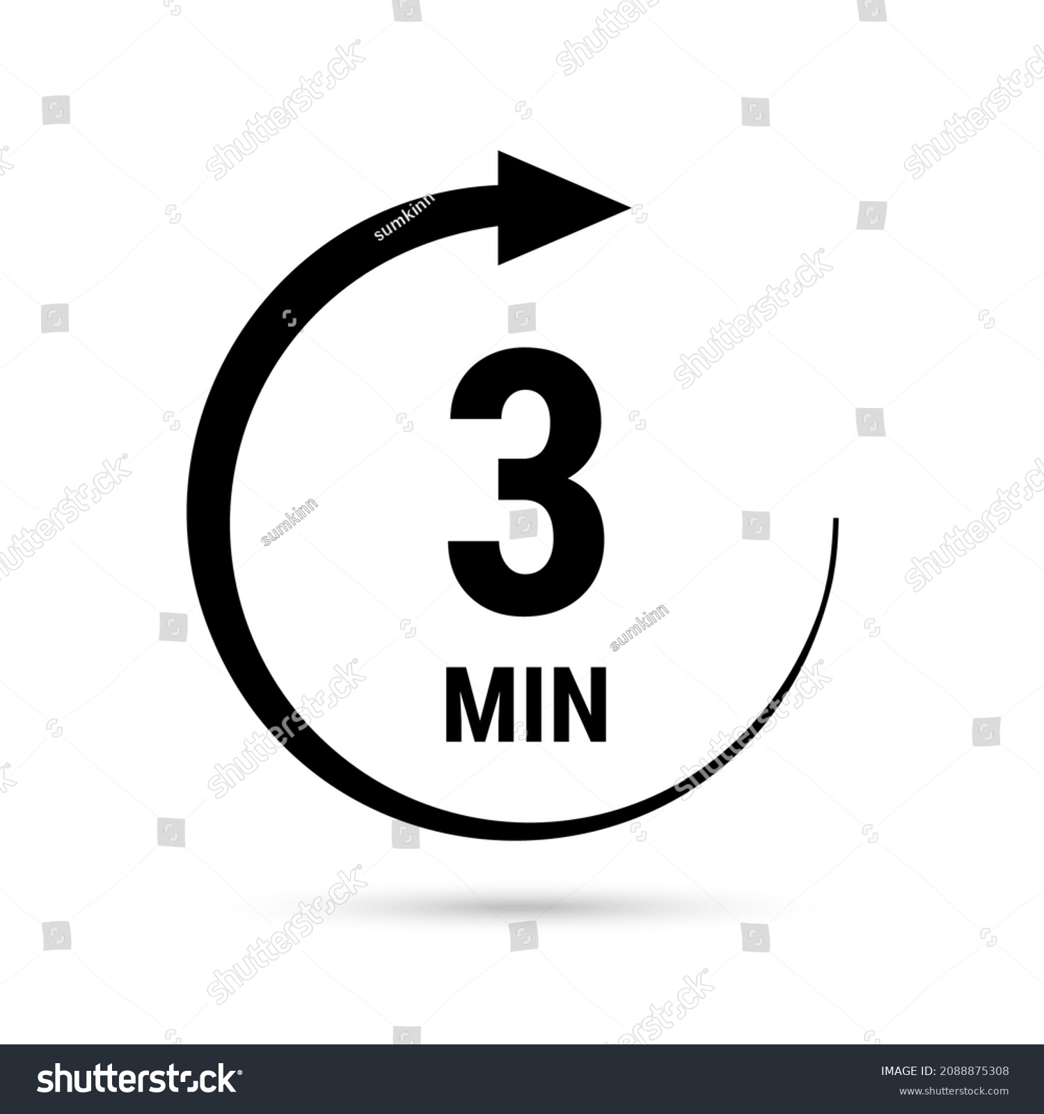 3 Minute Vector Icon Stopwatch Symbol Stock Vector (Royalty Free ...