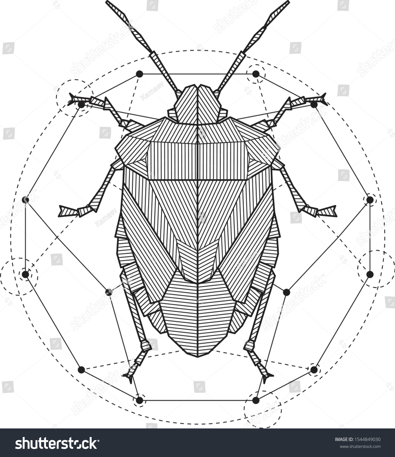Mistical Forest Bug Geometric Drawing Tattoo Stock Vector (Royalty Free ...