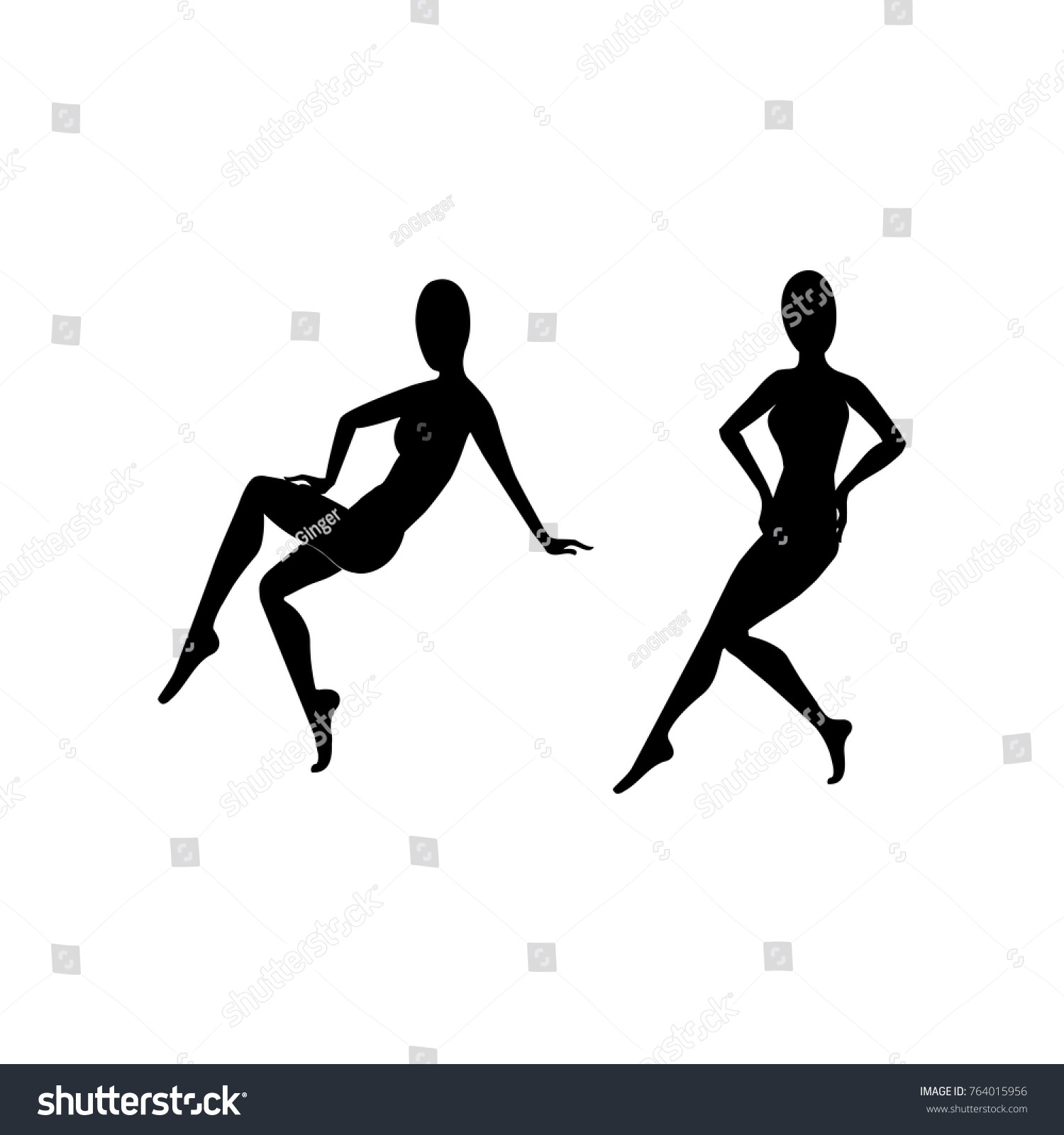 2 Model Figure Silhouettesvector Illustrator Stock Vector (Royalty Free ...