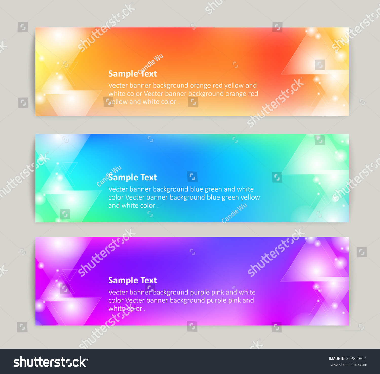 3 Modern Crystal Banner Design Set Stock Vector (Royalty Free) 329820821