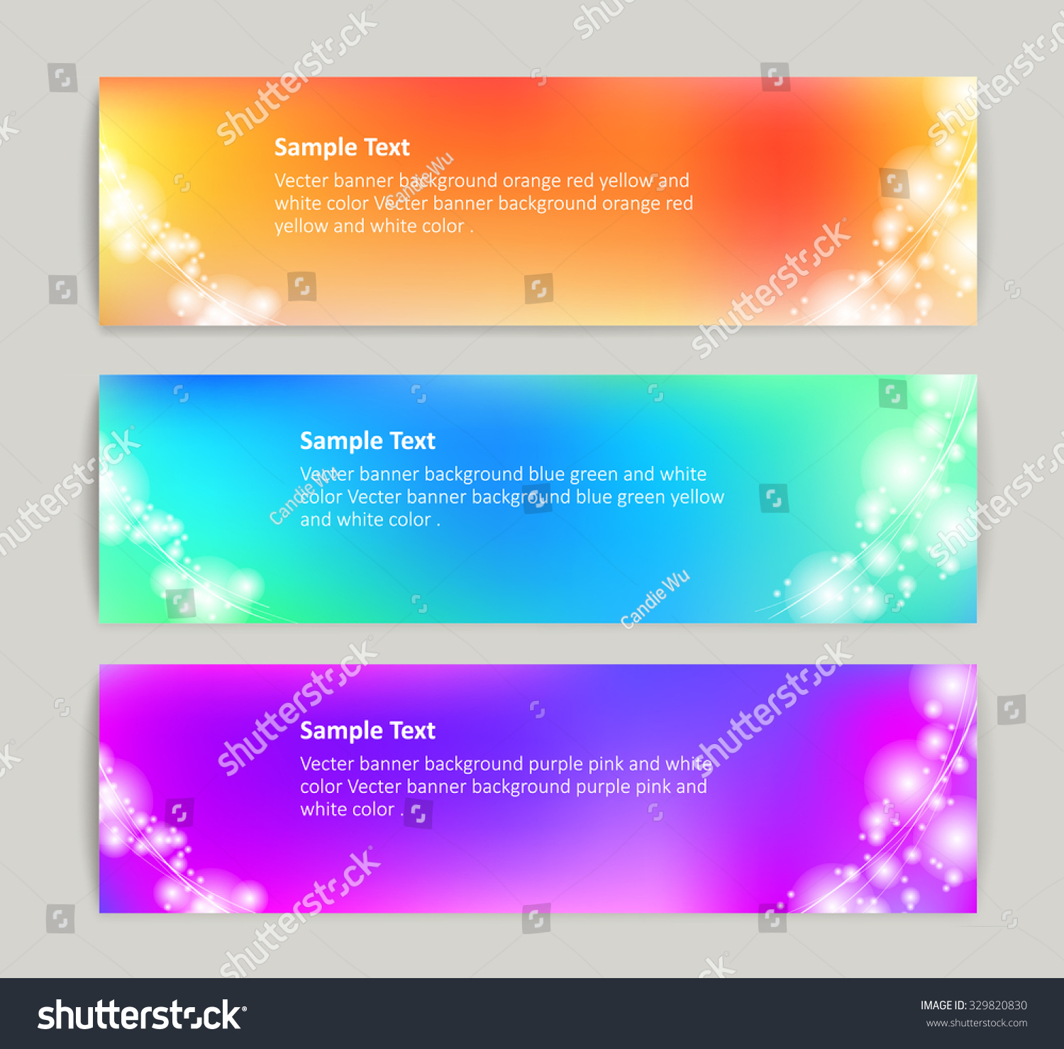 3 Modern Crystal Banner Design Set Stock Vector (Royalty Free) 329820830