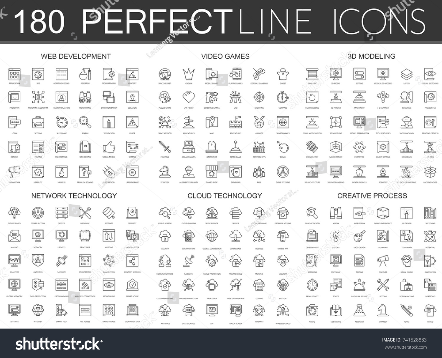 180 Modern Thin Line Icons Set Stock Vector (Royalty Free) 741528883 ... 180 Modern Thin Line Icons Set Stock Vector (Royalty Free) 741528883 ...