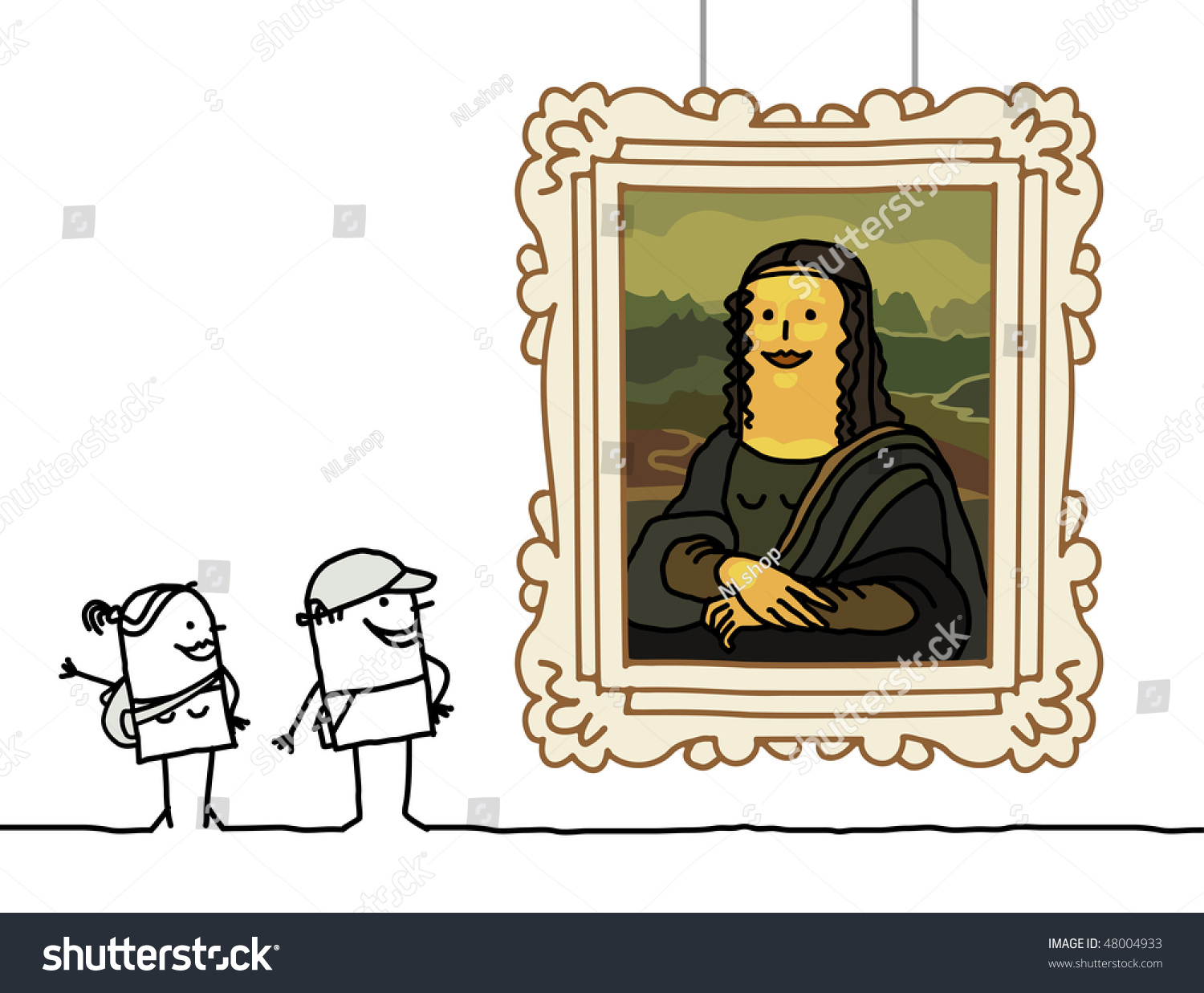 Mona Lisa Cartoon: เวกเตอร์สต็อก (ปลอดค่าลิขสิทธิ์) 48004933