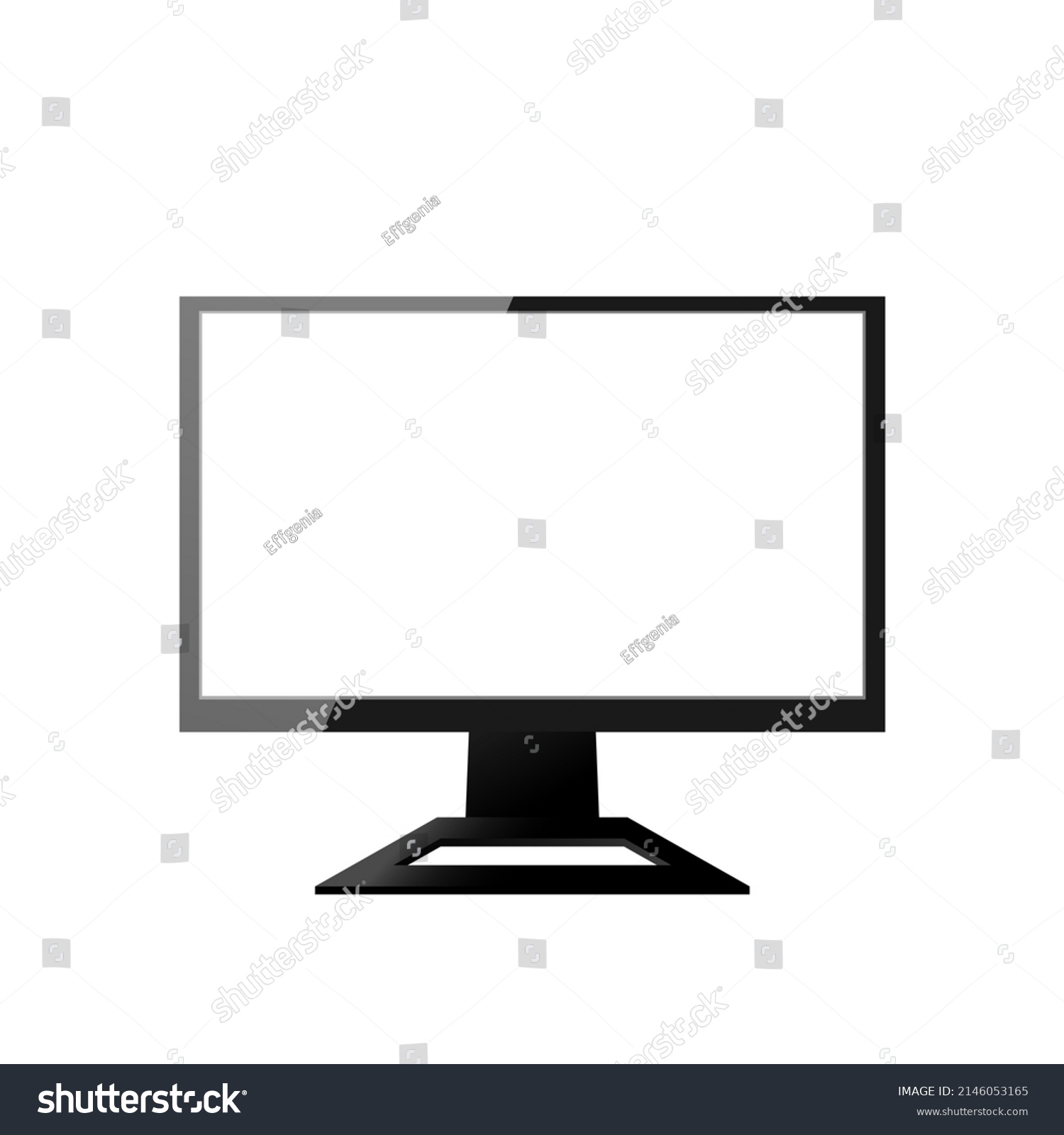 Monitor White Display Shadow Front View Stock Vector (Royalty Free ...