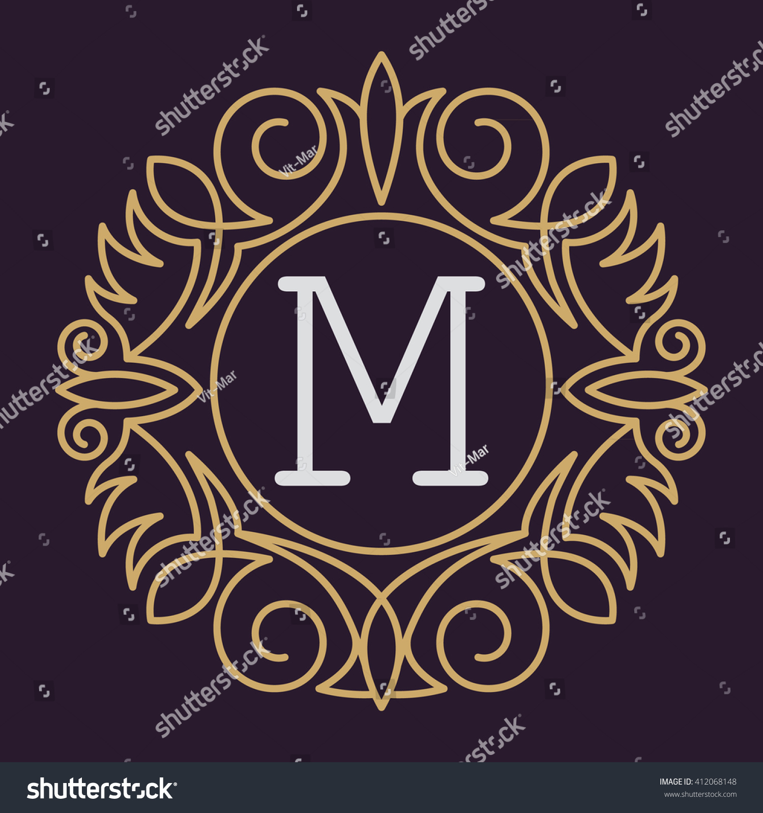 Monogram Initials Heraldic Pattern Monogram Elegant: vetor stock (livre ...