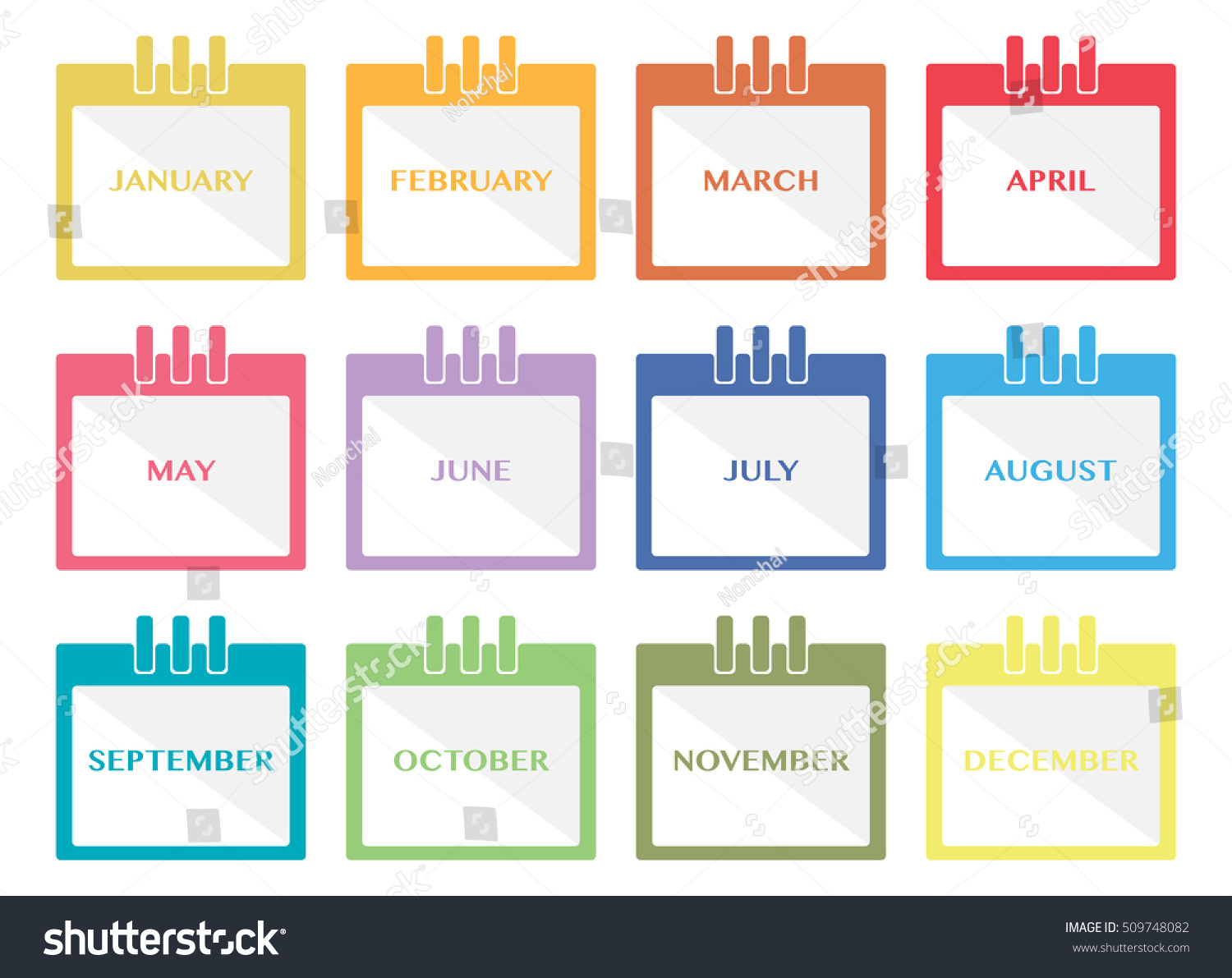 12 Months Calendar Flat Icon Stock Vector (Royalty Free) 509748082 ...