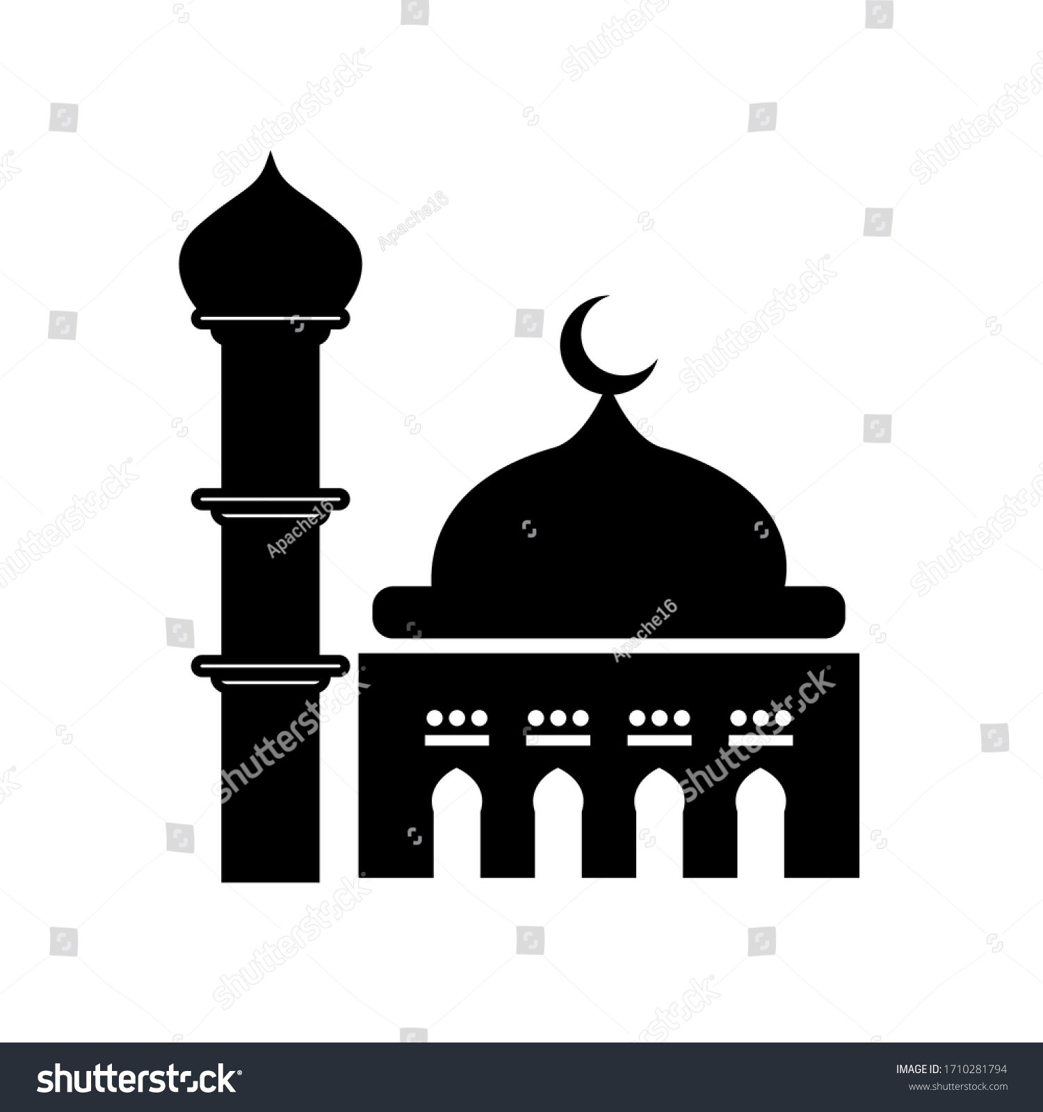Mosque Vector Monochrome Icon Mosque White Stock Vector (Royalty Free ...