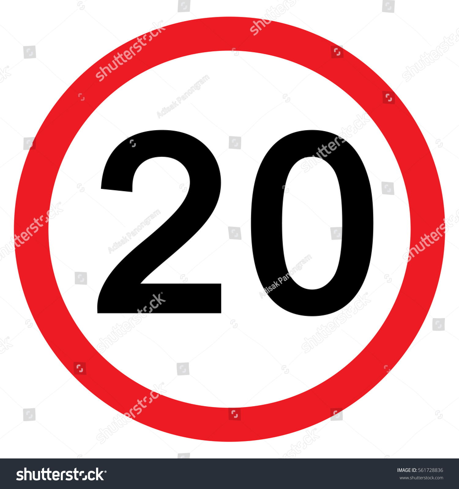 20mph Speed Limit Sign Vector Illustration Stock Vector (Royalty Free ...