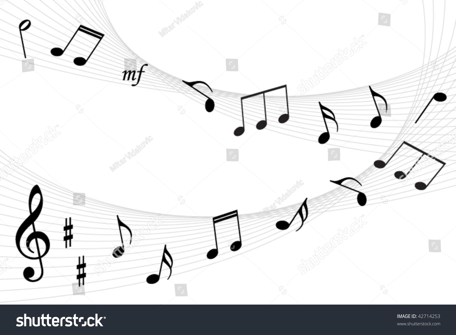 Music Notes Vector Background: เวกเตอร์สต็อก (ปลอดค่าลิขสิทธิ์ ...