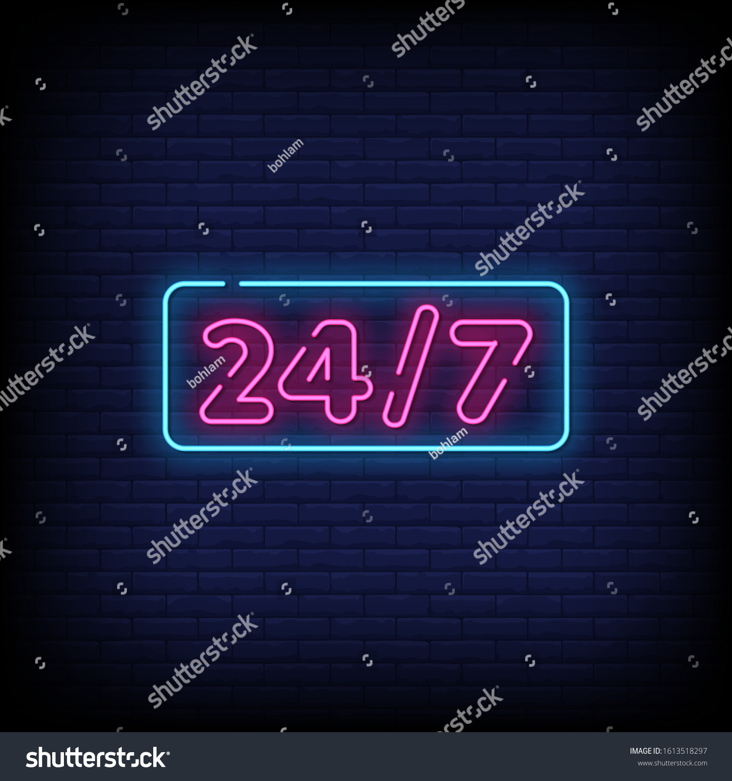 247 Neon Signs Style Text Vector Stock Vector (Royalty Free) 1613518297