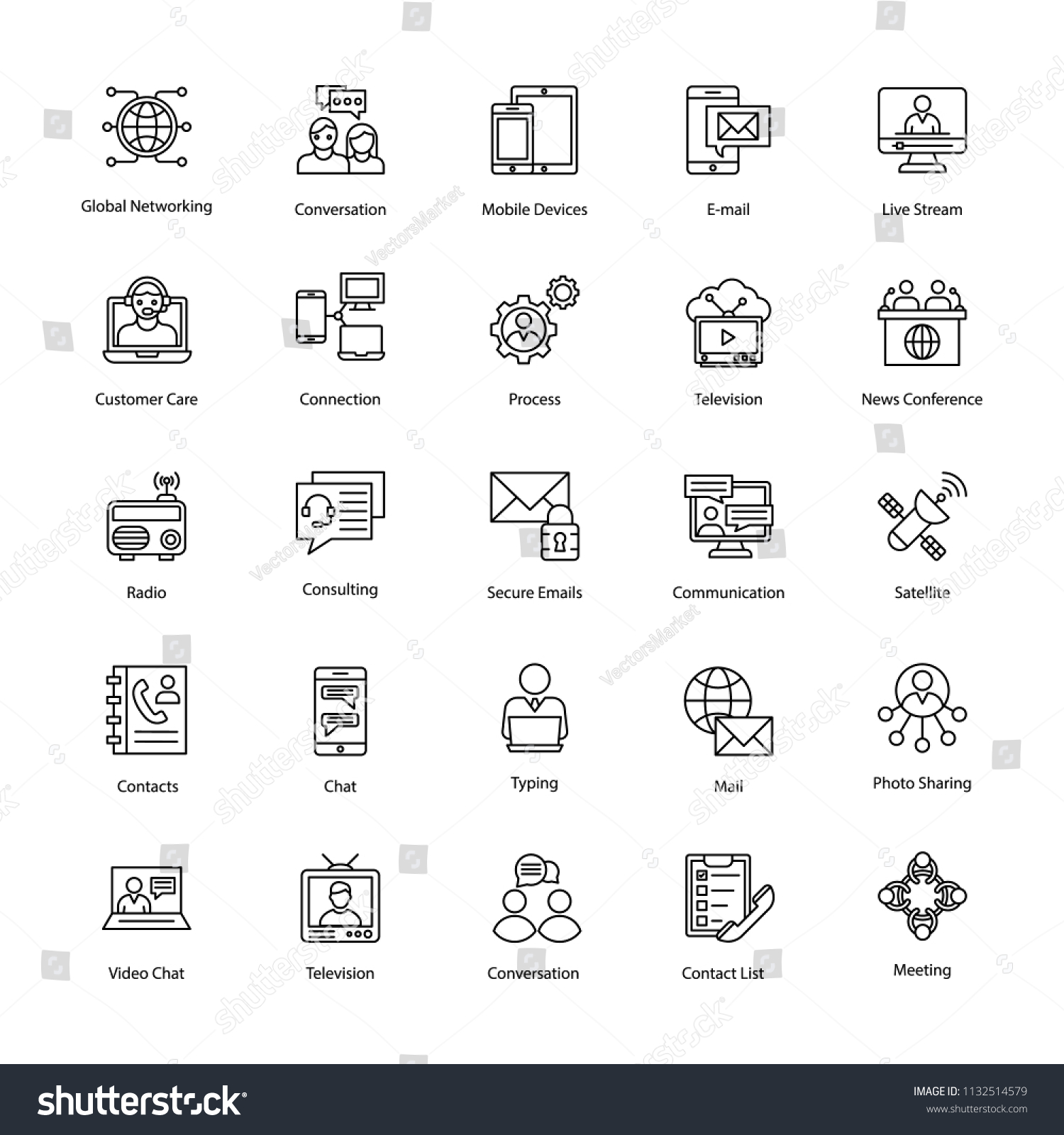 Network Communication Line Vector Icons Stock Vector (Royalty Free ...