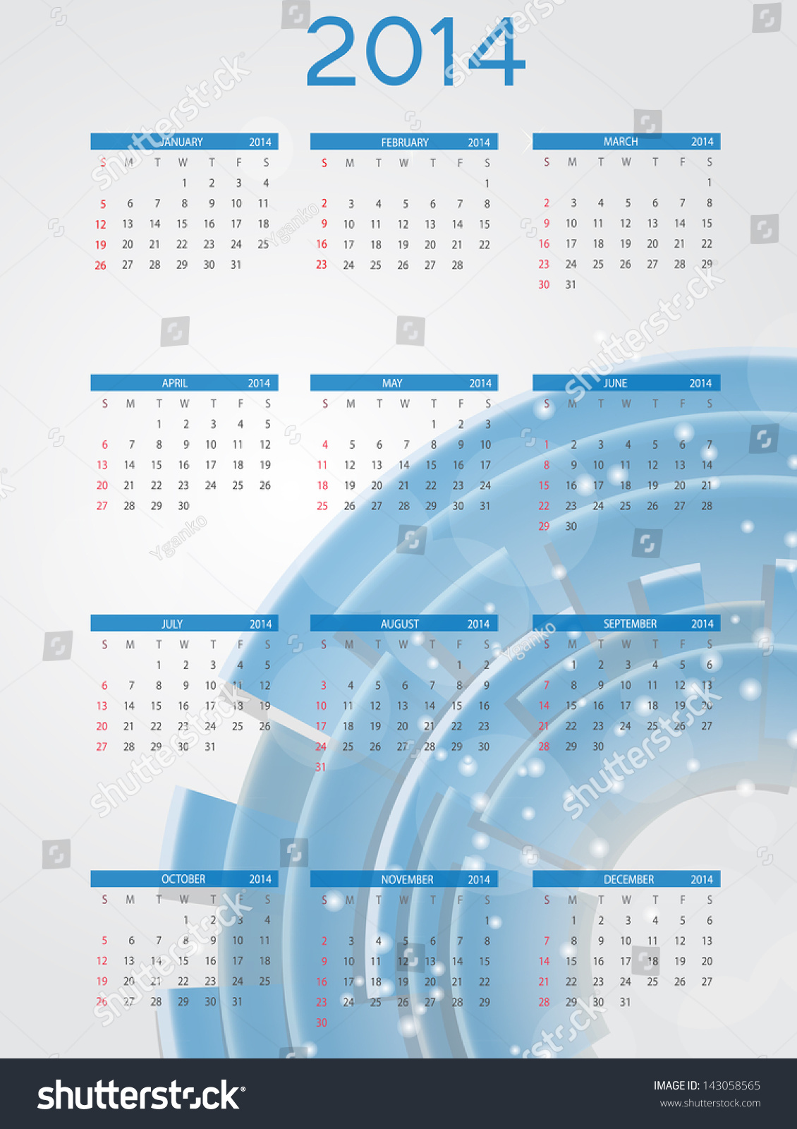 2014 New Year Calendar Vector Illustration Stock Vector (Royalty Free ...