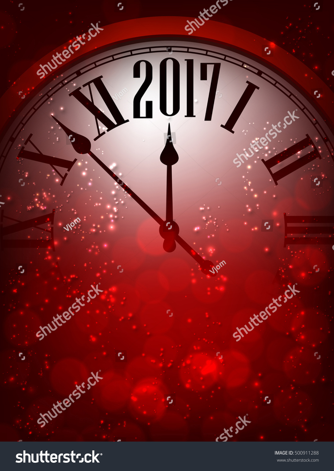 2017 New Year Red Background Clock Stock Vector (Royalty Free ...