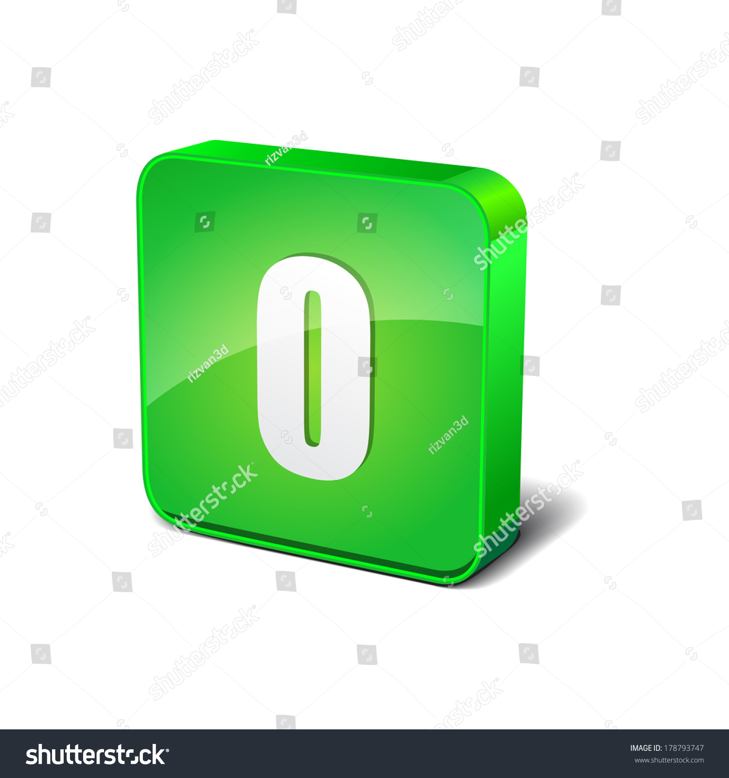 0 Number 3d Rounded Corner Green Stock Vector (Royalty Free) 178793747 ...