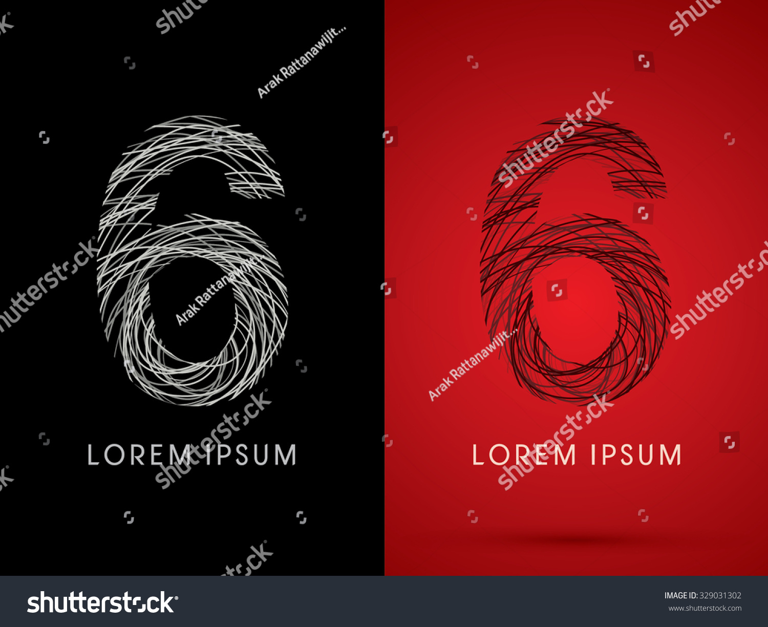 6 Number Font Design Using Confuse 库存矢量图（免版税）329031302 | Shutterstock
