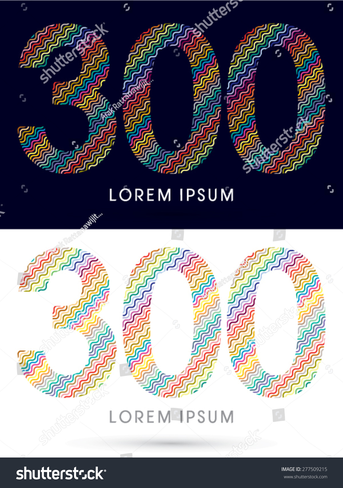 300 Number Font Designed Using Colorful Stock Vector (Royalty Free ...