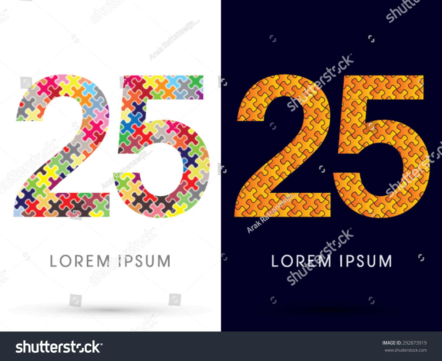 25 Number Font Designed Using Jigsaw Stock Vector 292873919 - Shutterstock