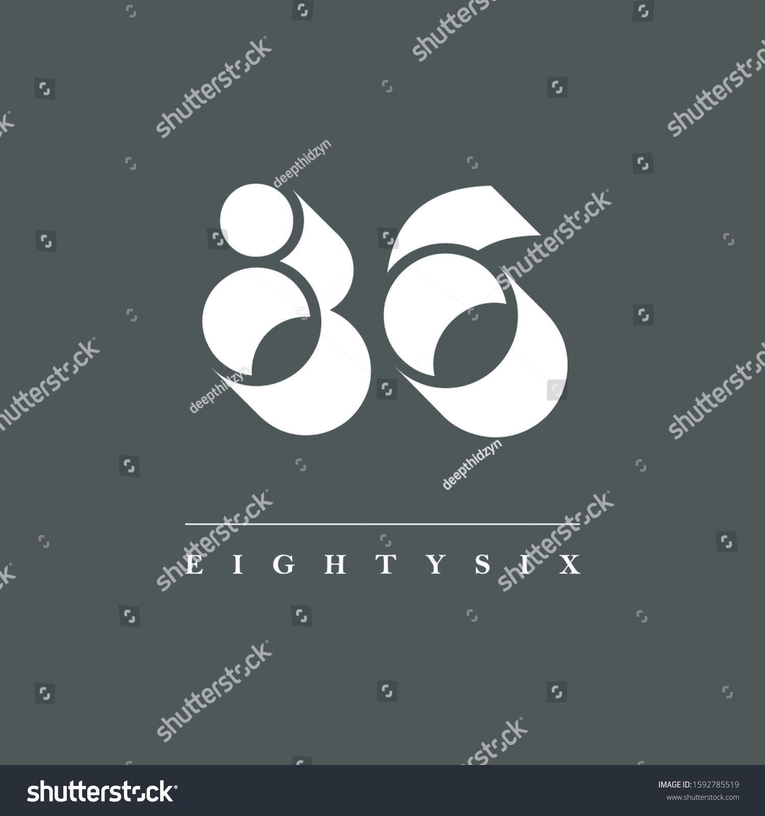 86 Number Logo Shadow Letter Design Stock Vector (Royalty Free) 1592785519