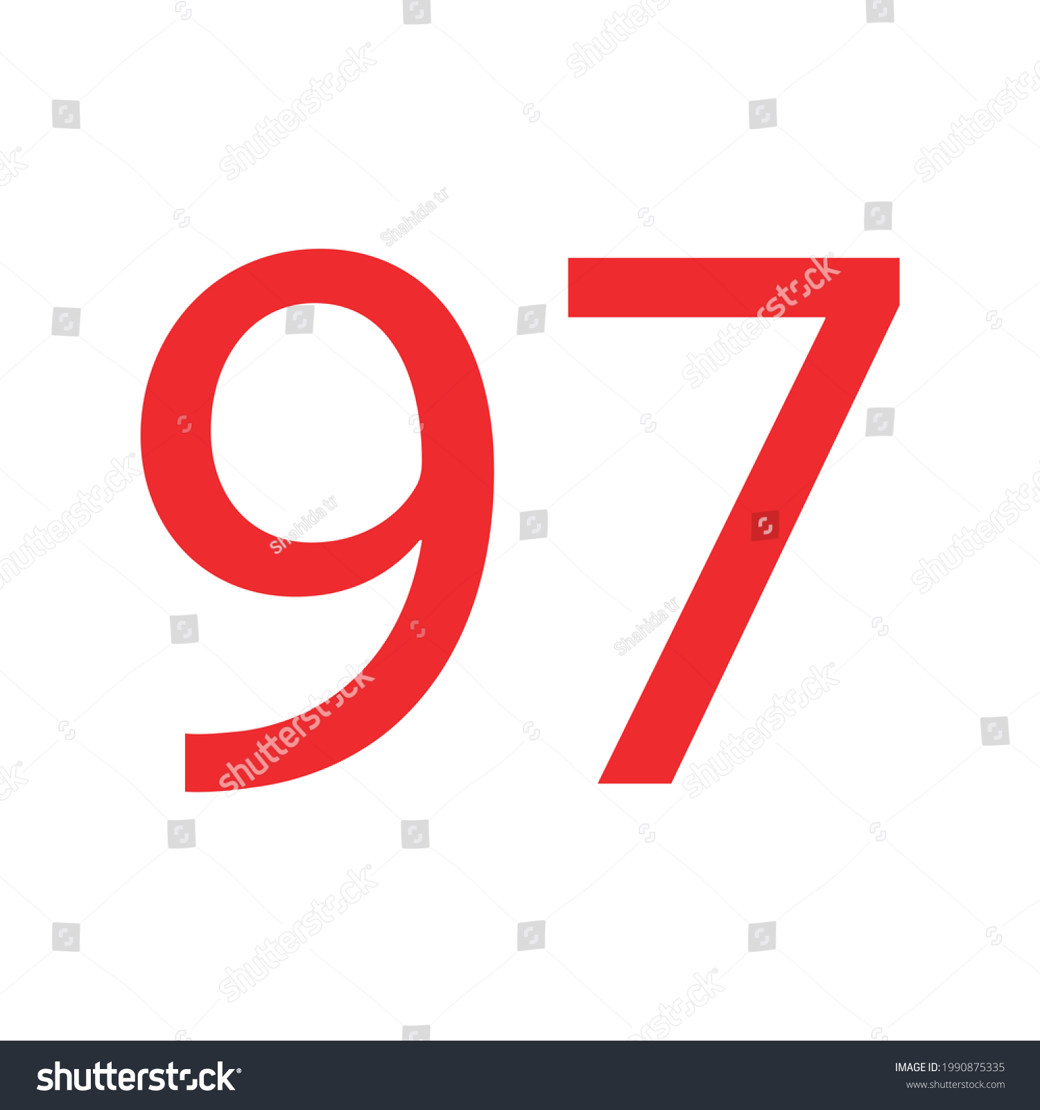 97 Number Simple Clip Art Vector Stock Vector (Royalty Free) 1990875335 ...