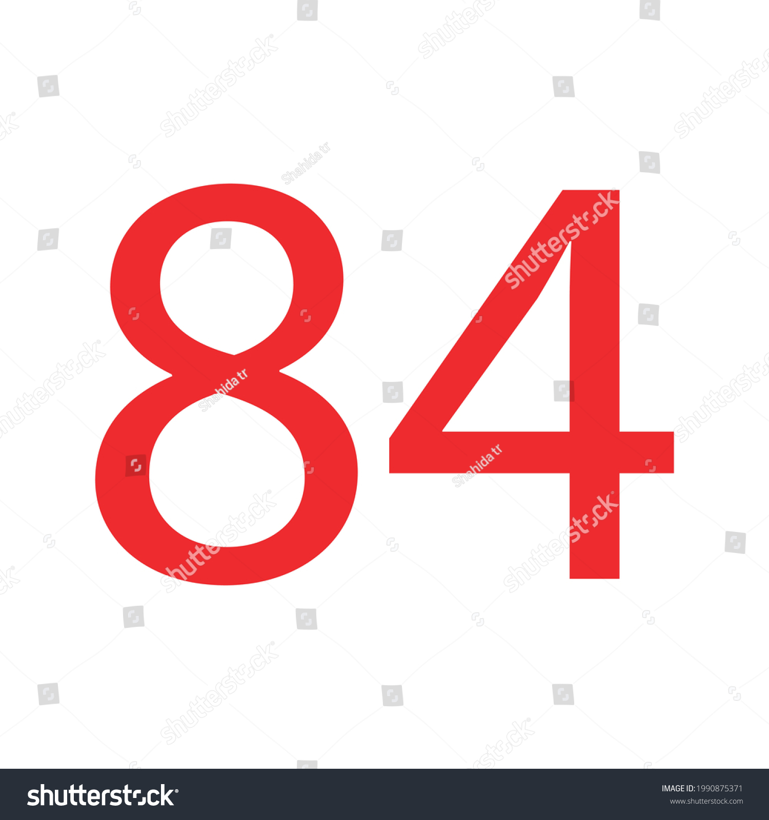 84 Number Simple Clip Art Vector Stock Vector (Royalty Free) 1990875371 ...