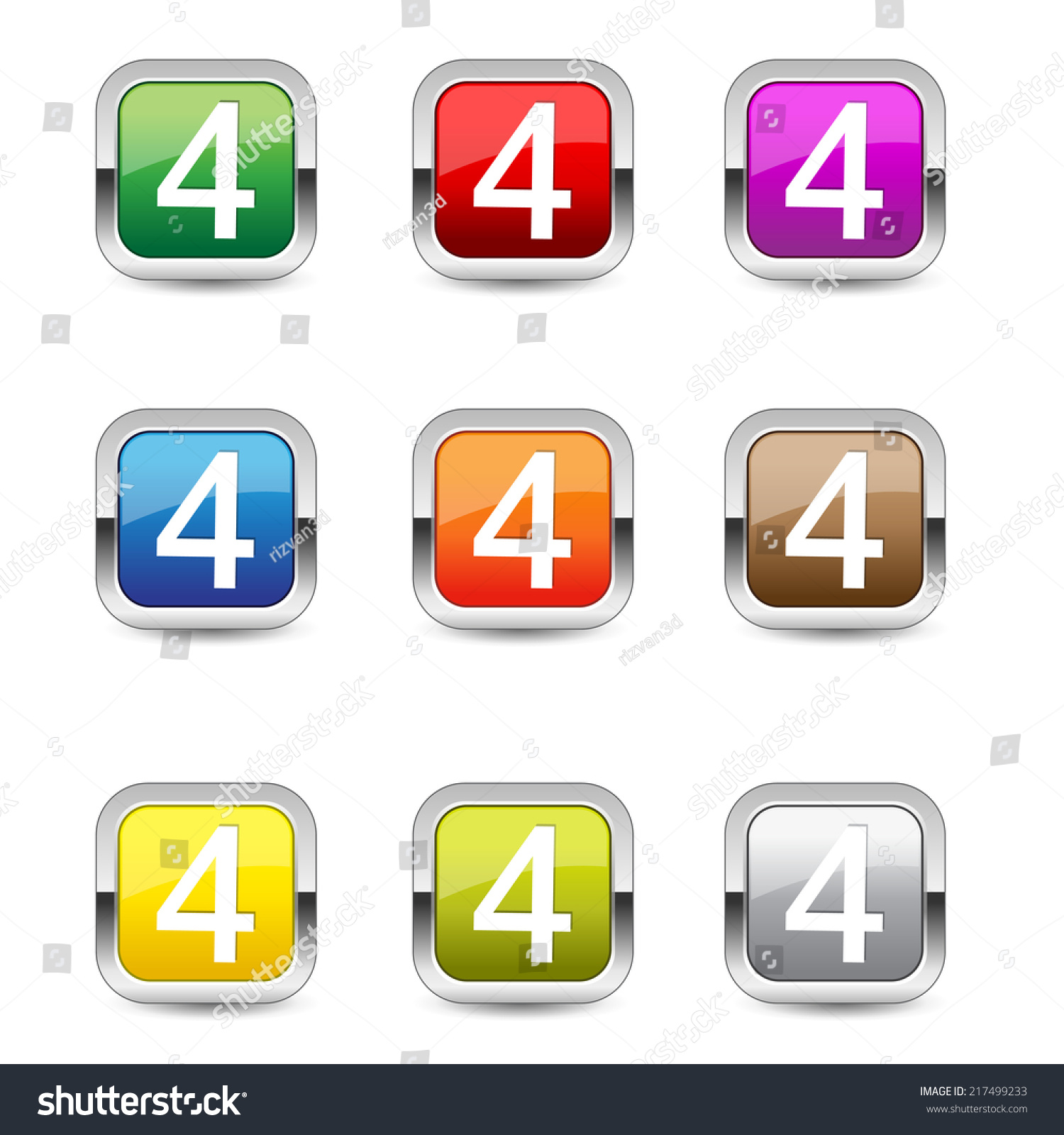 4 Number Square Vector Blue Web Stock Vector (Royalty Free) 217499233