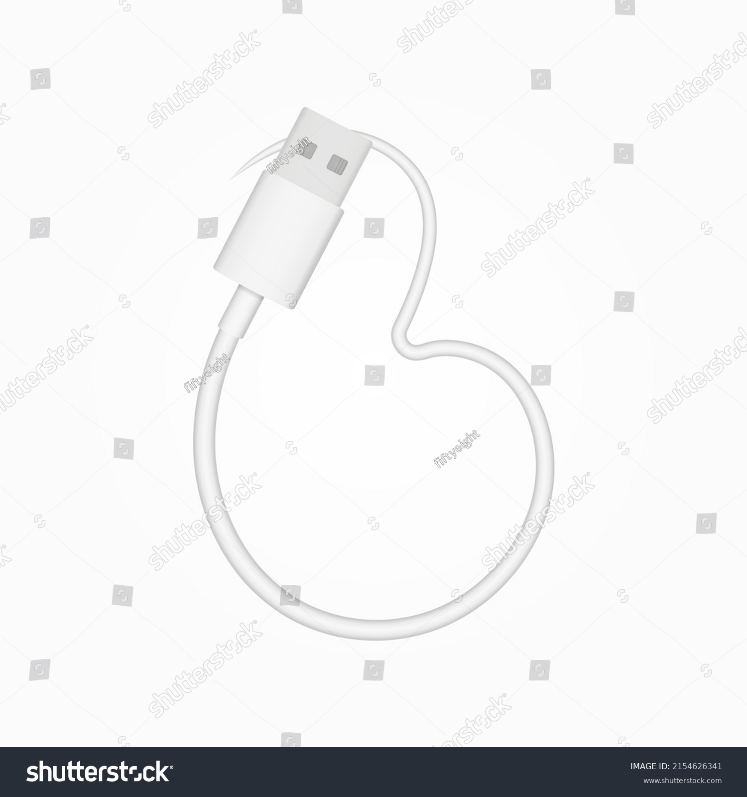 6 Number Usb Cable Realistic Vector Stock Vector (Royalty Free ...