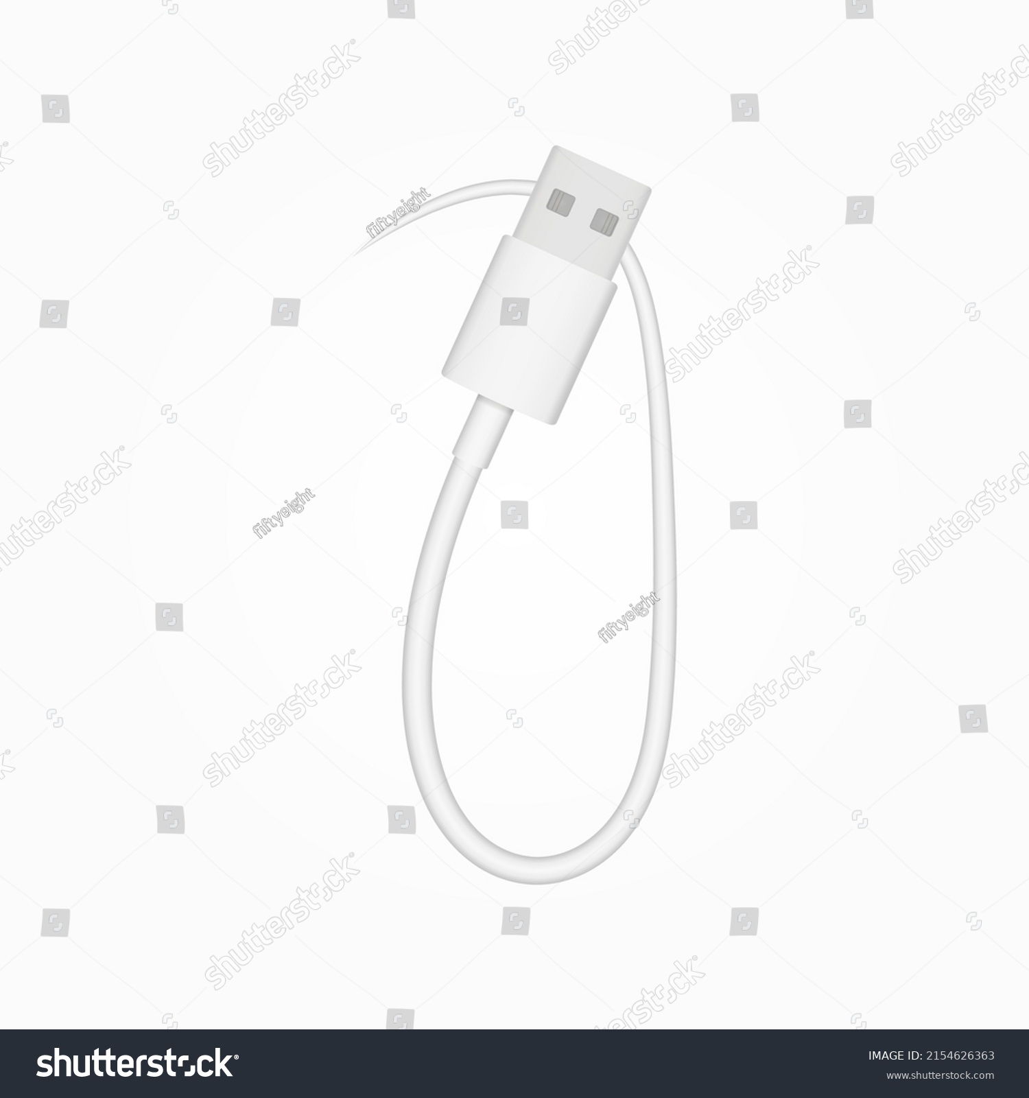 1 Number Usb Cable Realistic Vector Stock Vector (Royalty Free ...