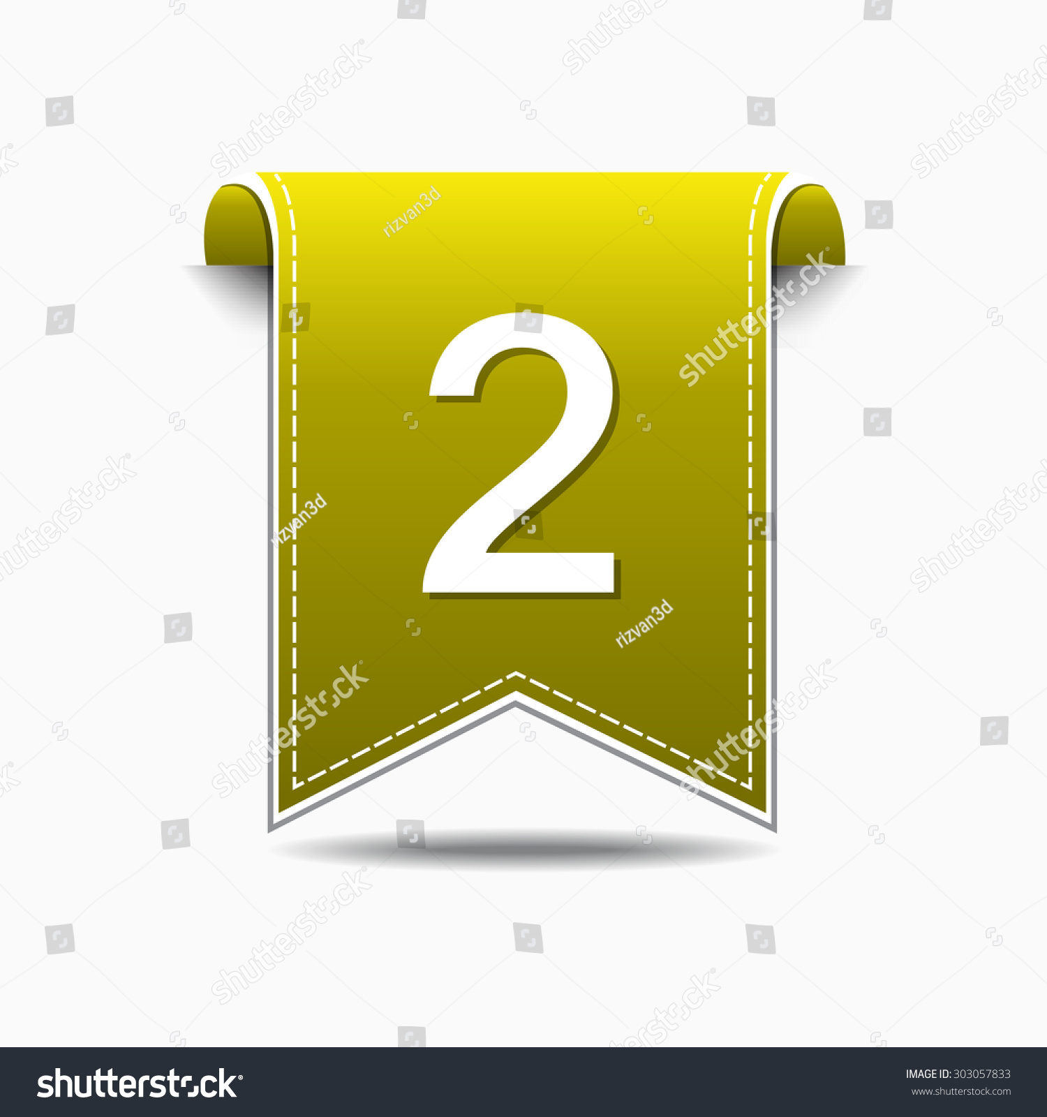 2 Number Vector Yellow Web Icon Stock Vector (Royalty Free) 303057833